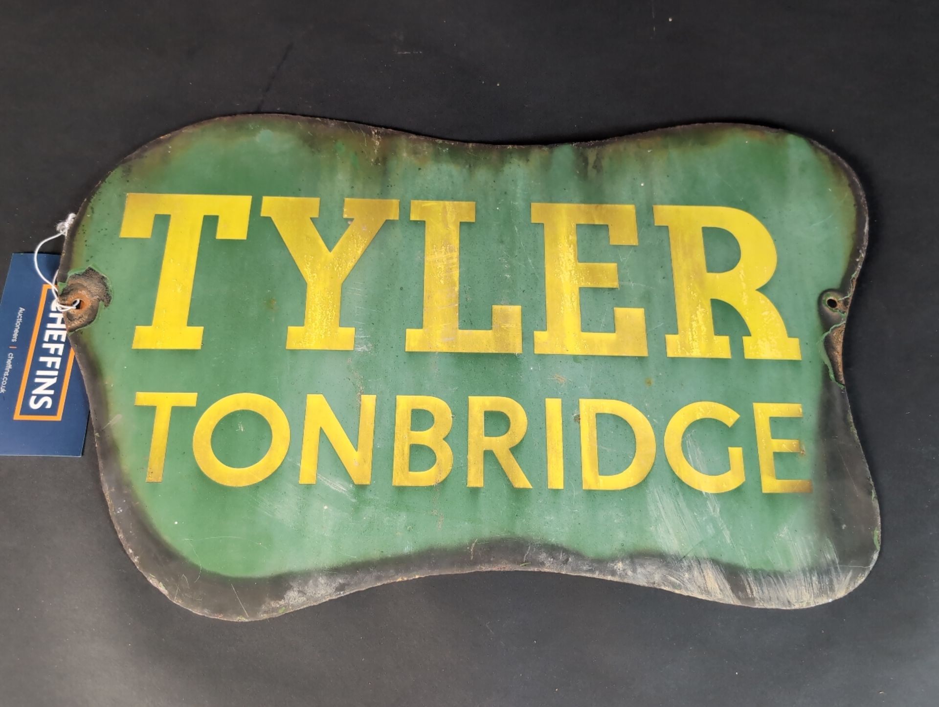 Tyler Tonbridge shaped single-sided enamel sign c.19x12ins