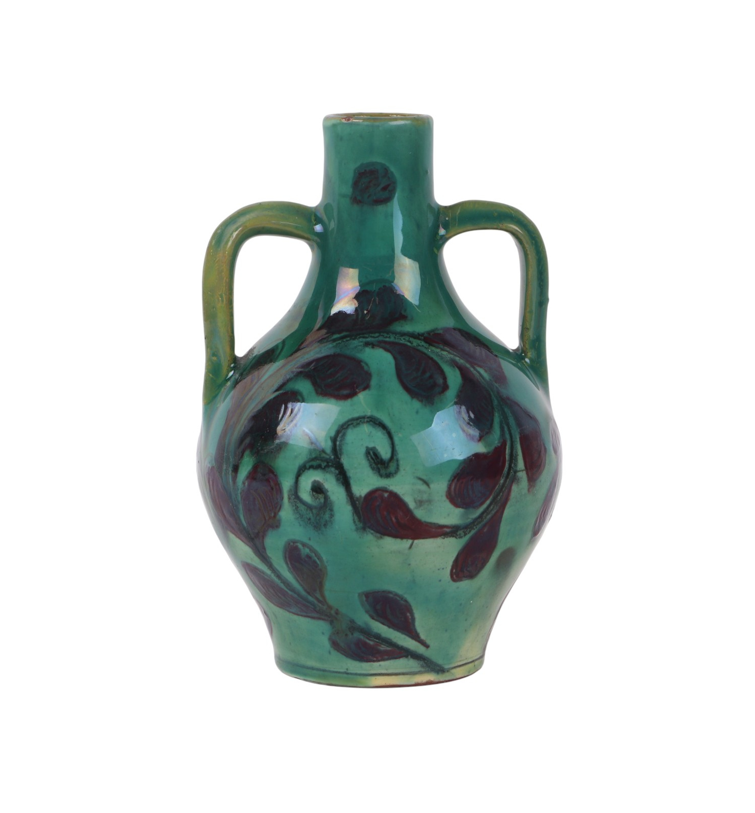 A Della Robbia Moorish pottery twin-handled vase by Arthur E Bells ...