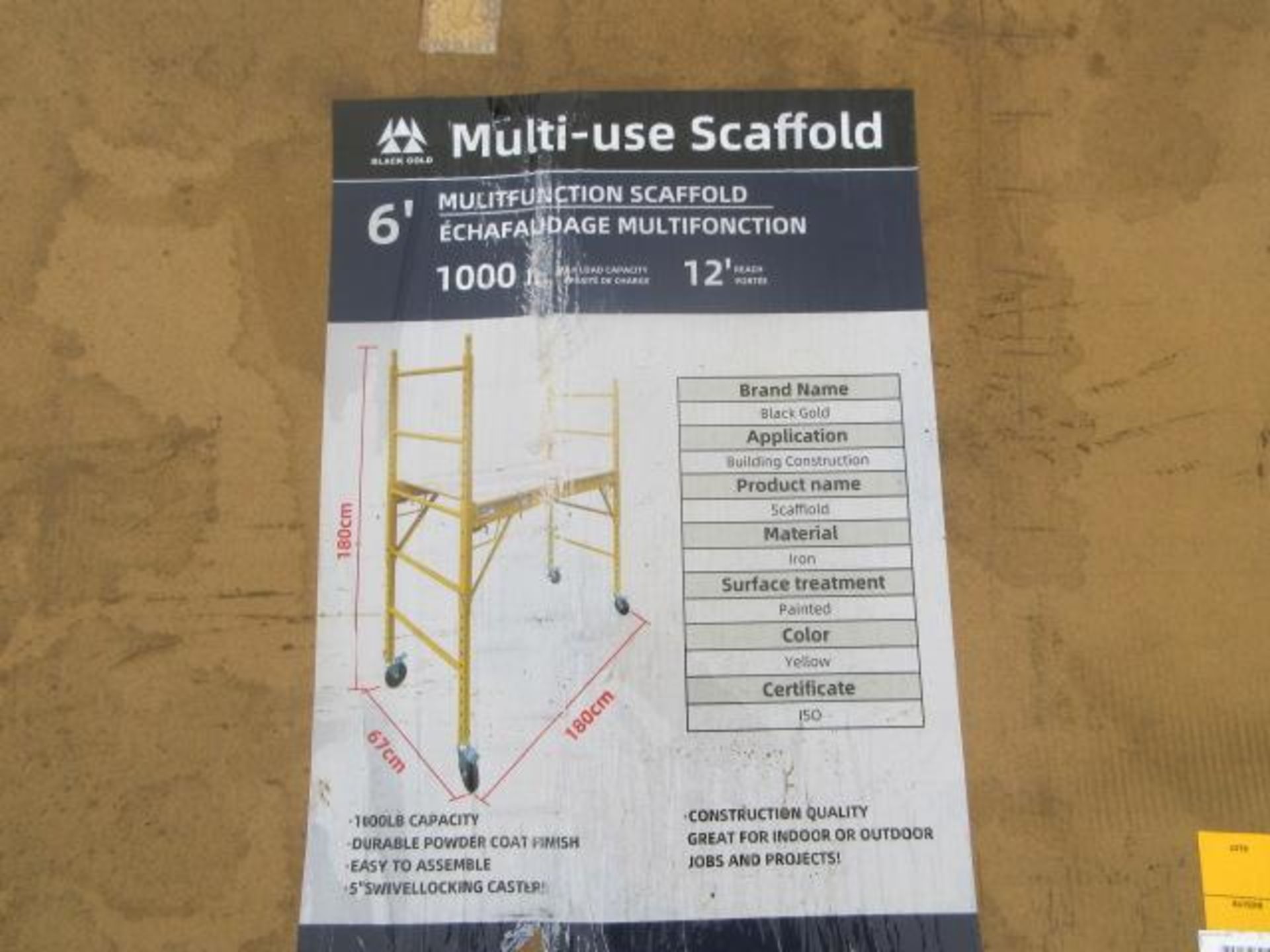 2025 BLACK GOLD 6' MULTIFUNCTION SCAFFOLD 1000LB MAX CAPACITY (UNUSED)