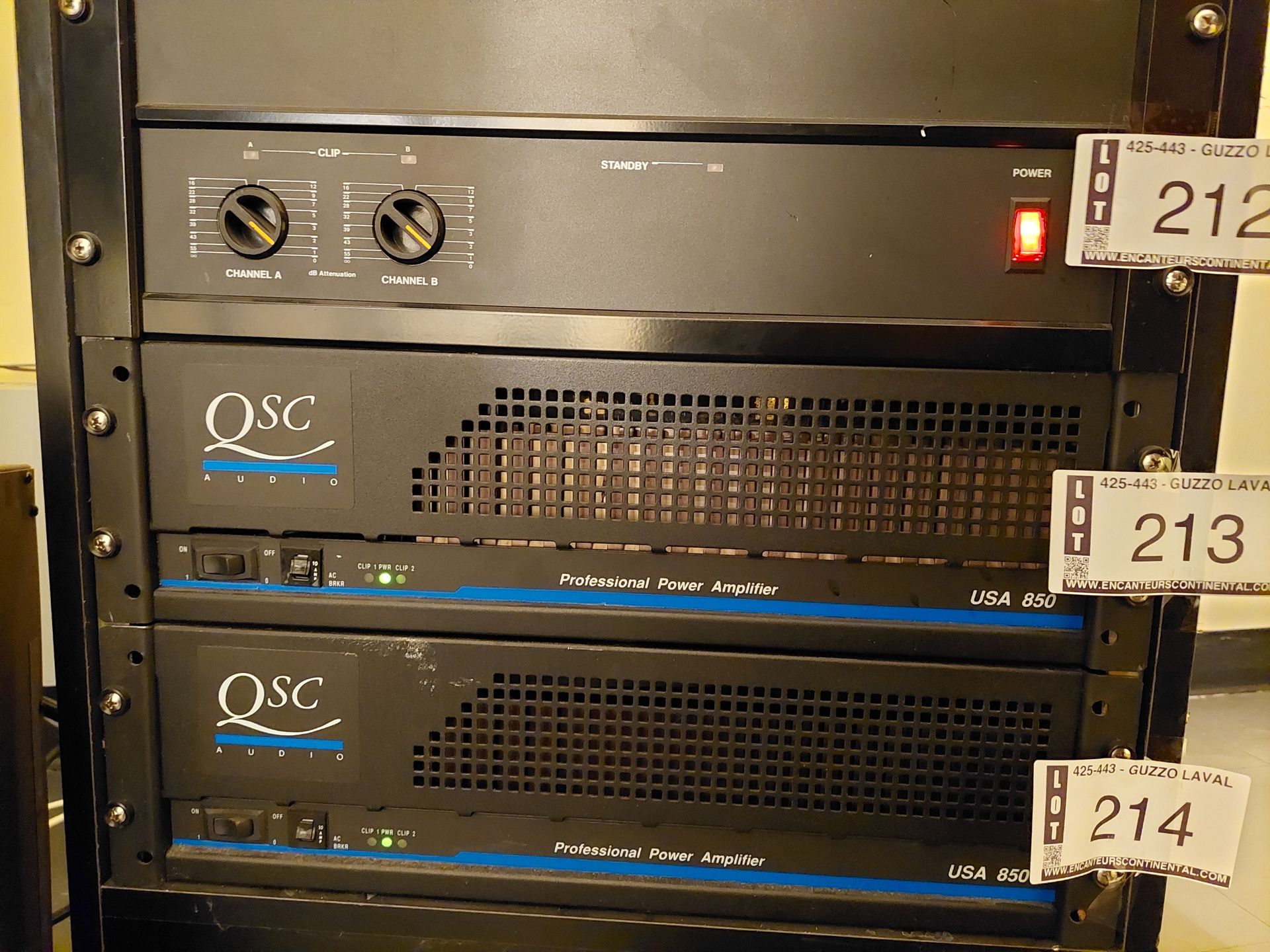 QSC USA 850 — 2-CHANNEL PROFESSIONAL POWER AMPLIFIER, 200 W PER CHANNEL ...