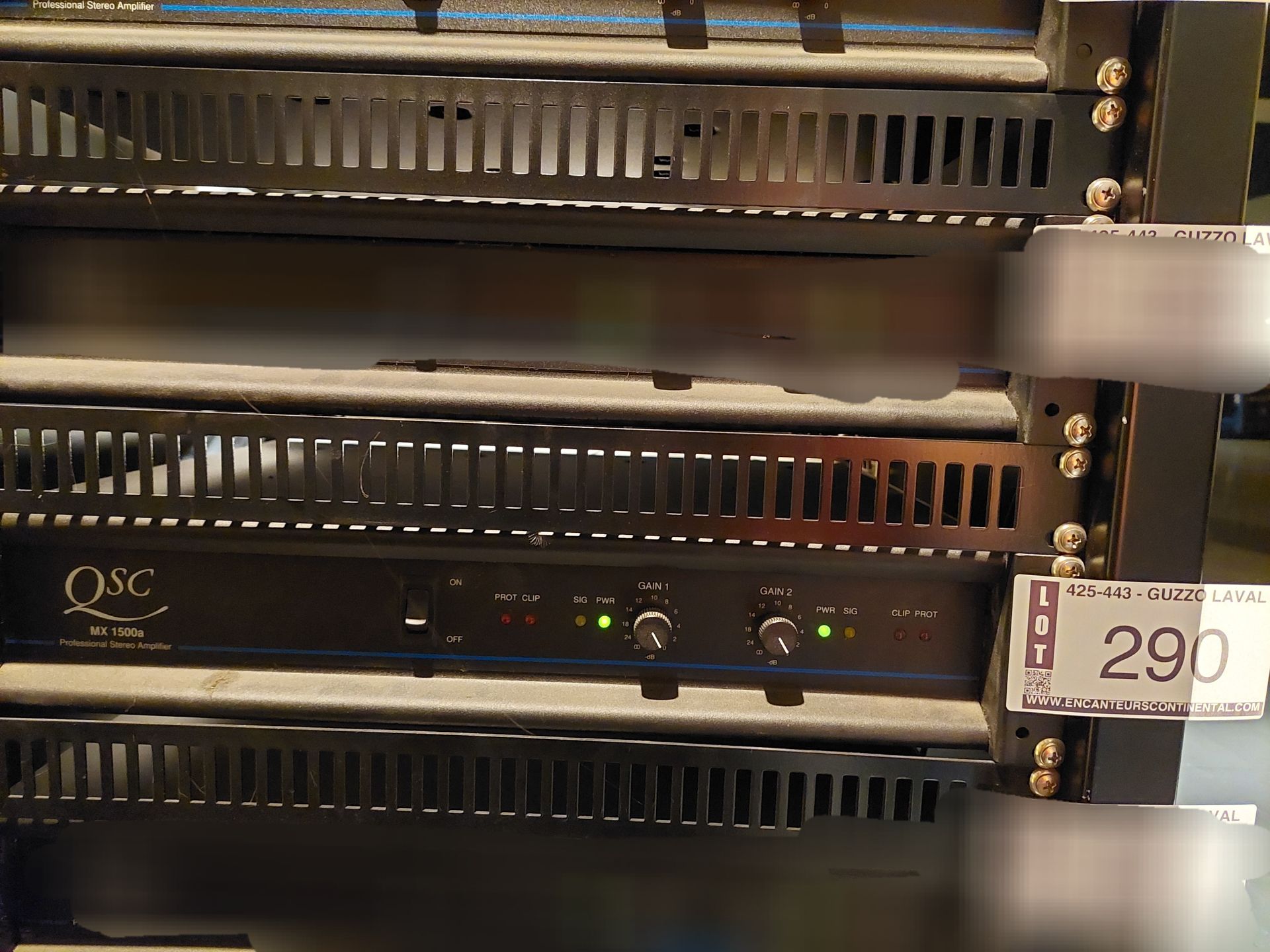QSC MX1500A — PROFESSIONAL 2-CH POWER AMPLIFIER 450W/CH @8Ω, RACK-MOUNT.
