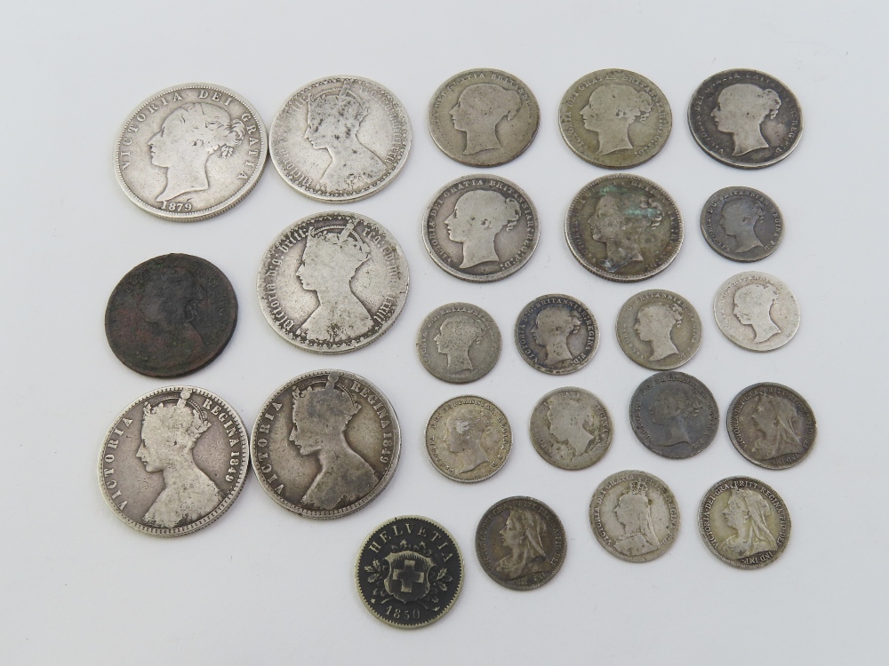 A collection of early to mid Victorian silver coinage, including an ...