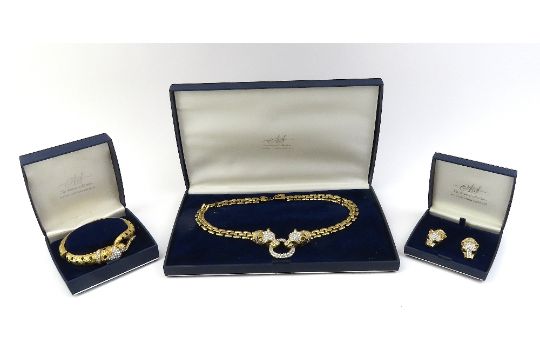 An Atwood Collection gold plated and paste set necklace, the brick ...
