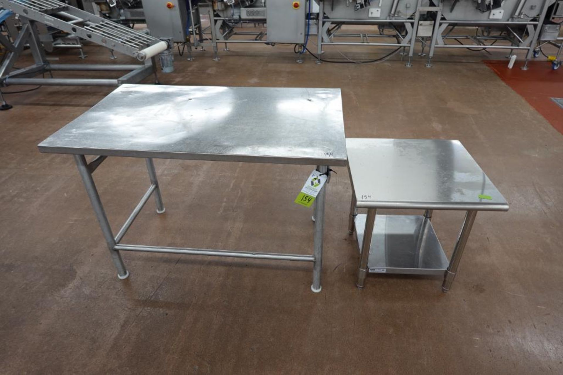 (2) SS tables, 48 in. x 30 in. x 33 in. tall, 24 in. x 24 in. x 24 in ...