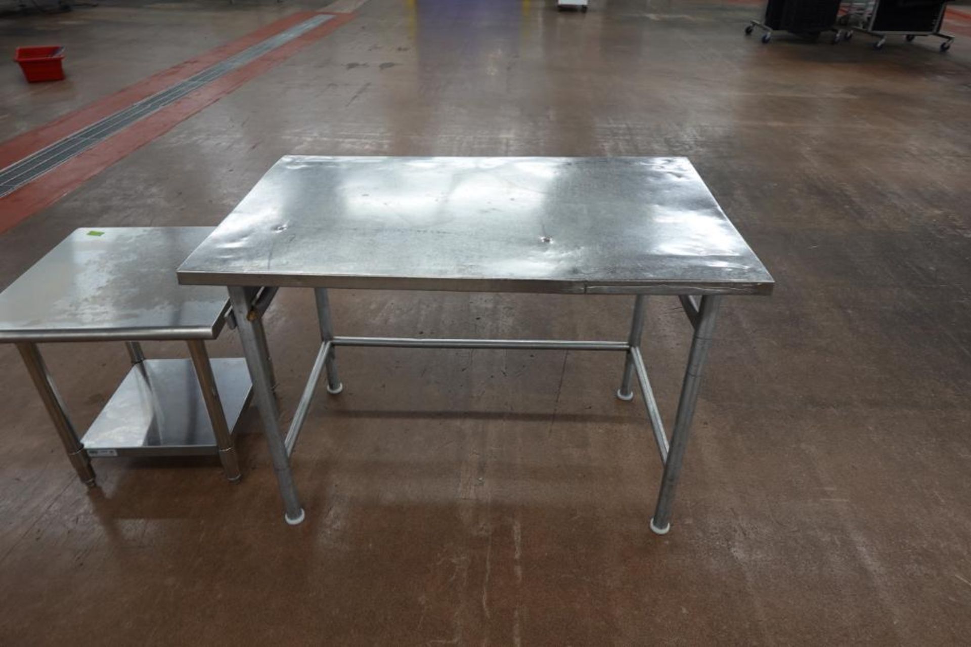 (2) SS tables, 48 in. x 30 in. x 33 in. tall, 24 in. x 24 in. x 24 in ...