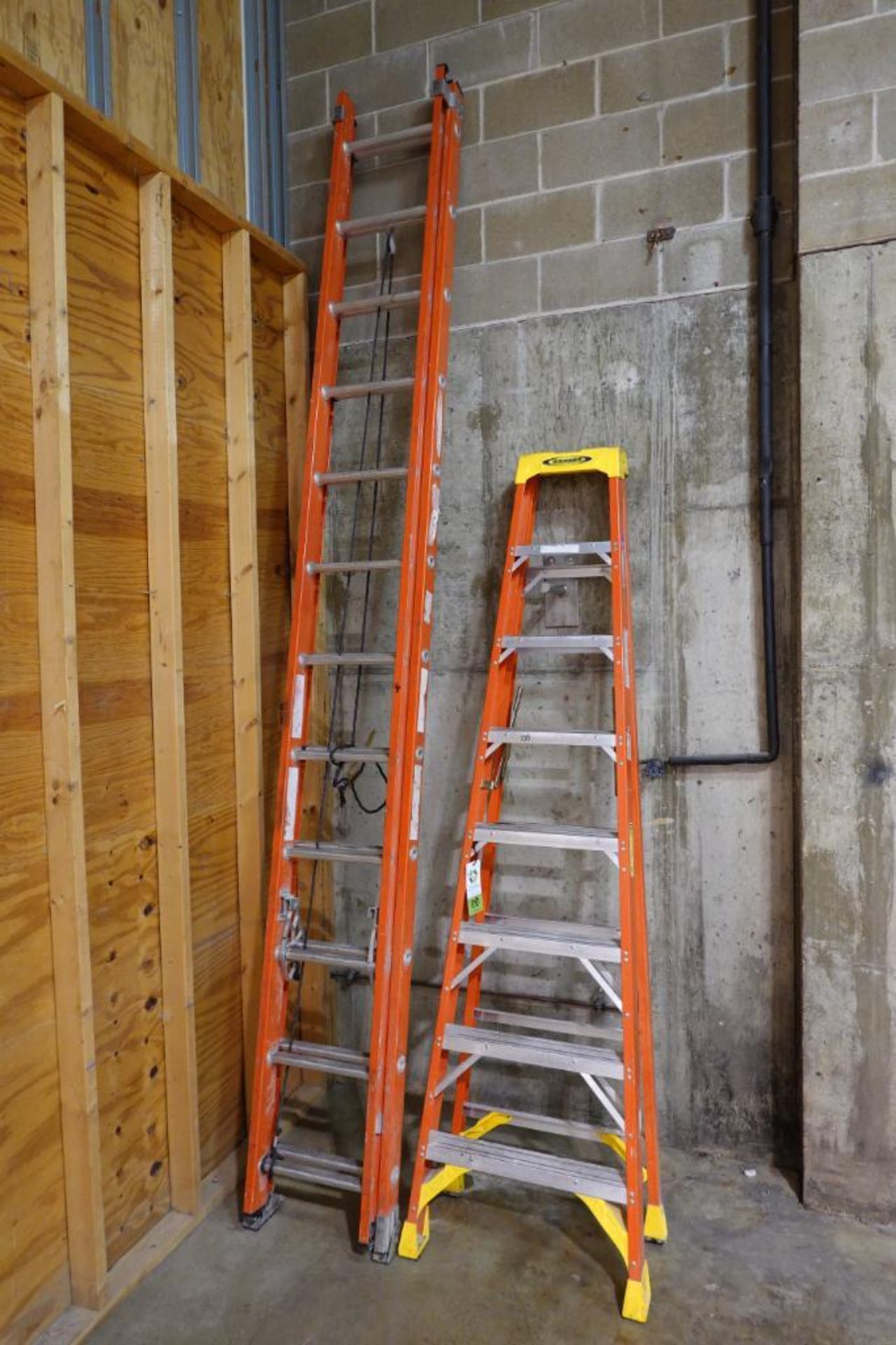 (2) fiberglass ladders, Werner 8 ft. fiberglass step ladder, 24 ft ...