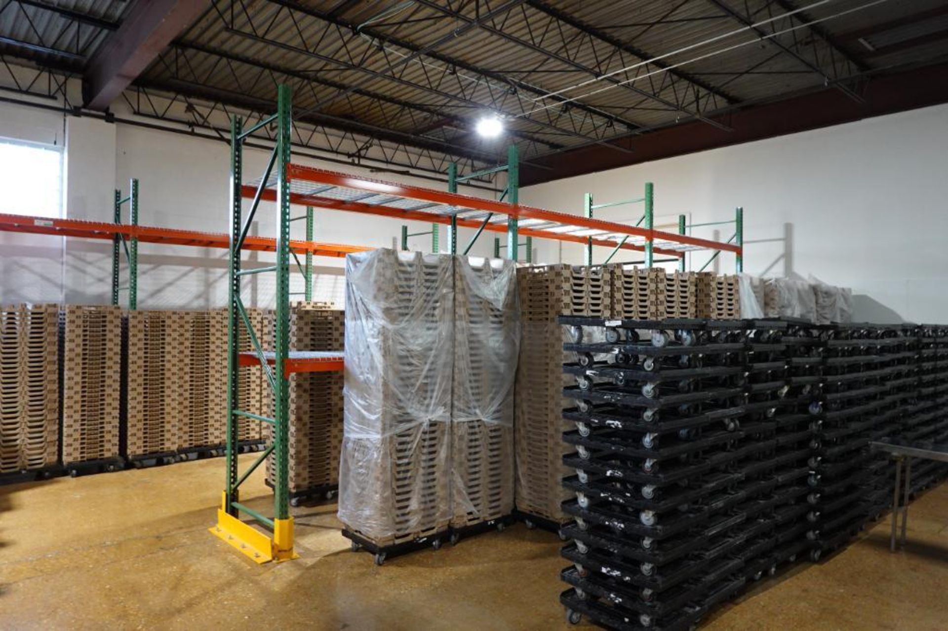 (15) sections of teardrop style pallet racking, uprights 12 ft. tall x ...