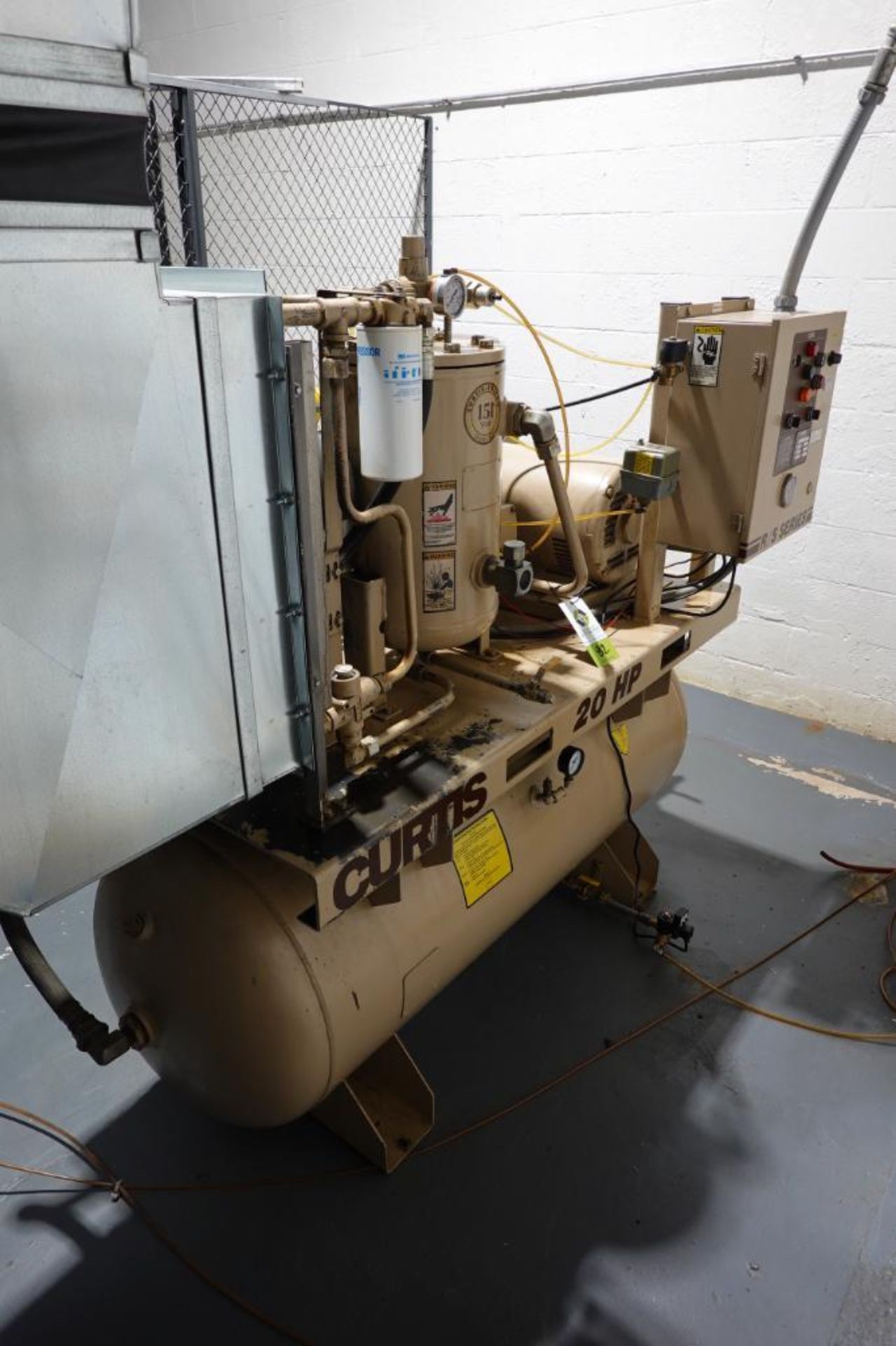 Curtis 20 hp air compressor, Model R/S20A A/E B101, 82 cfm, 125 psi ...