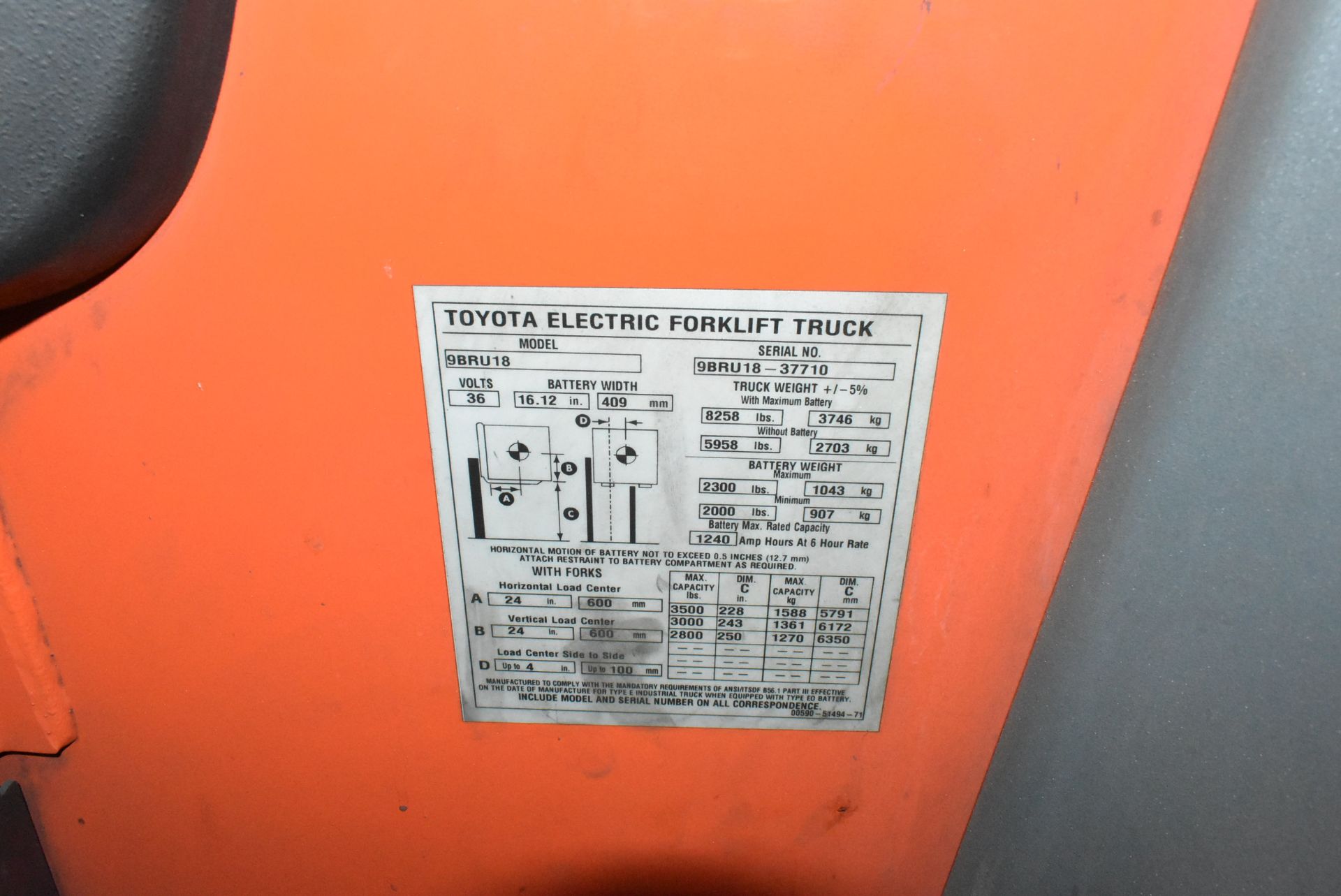 TOYOTA 9BRU18 ELECTRIC REACH TRUCK WITH 3,500 LBS CAPACITY, 250" MAX ...
