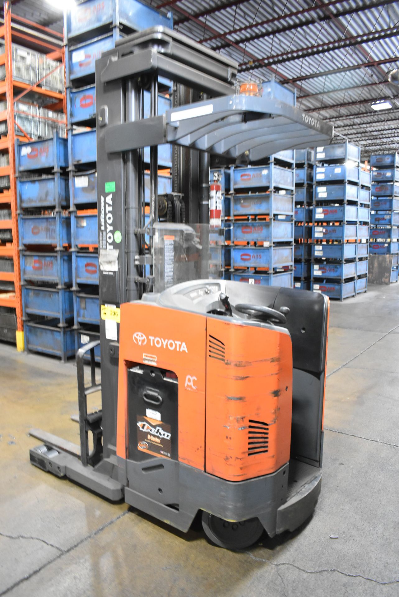TOYOTA 9BRU18 ELECTRIC REACH TRUCK WITH 3,500 LBS CAPACITY, 250" MAX ...