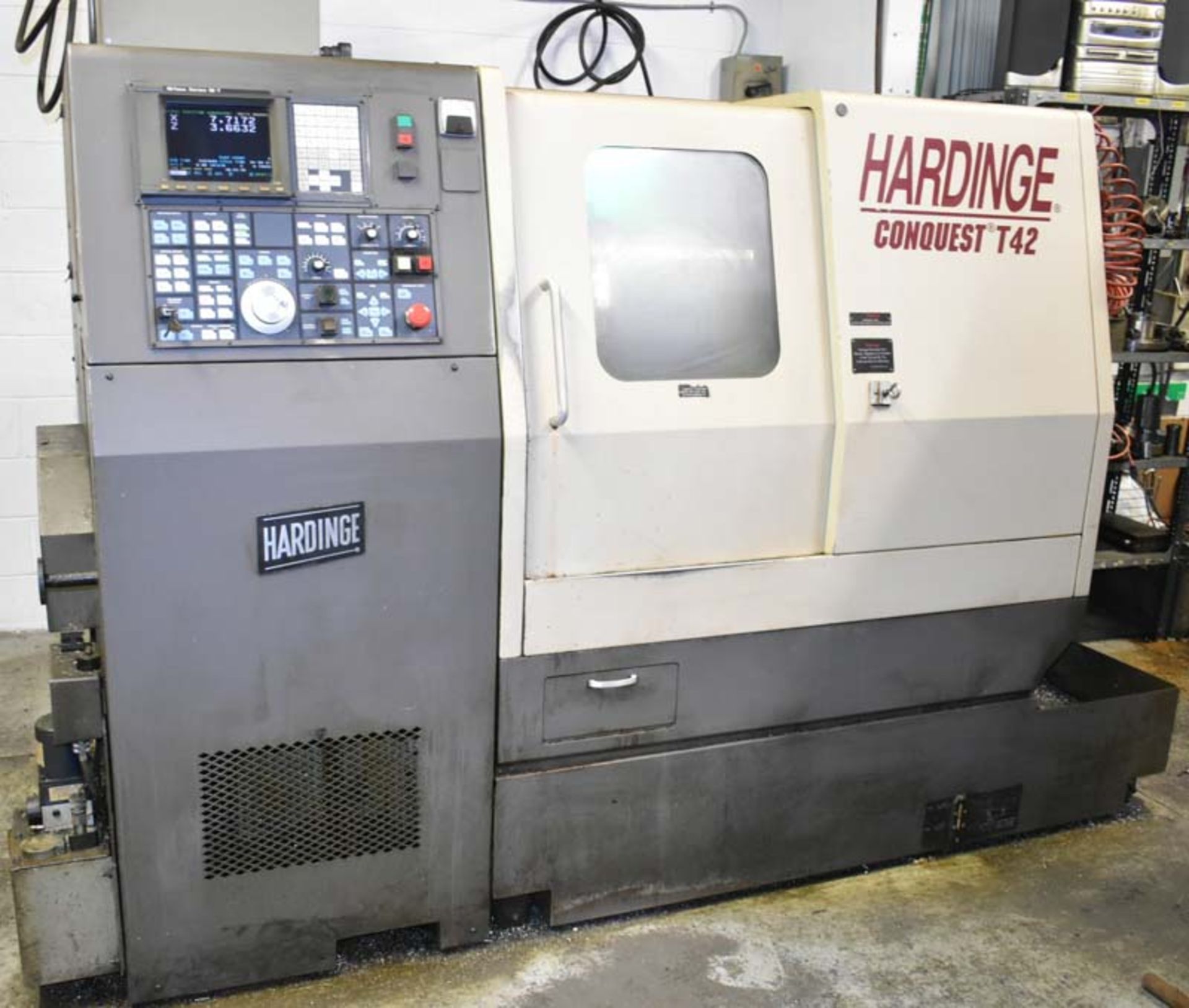 HARDINGE SG-42 CNC TURNING CENTER WITH GE FANUC SERIES 18T CNC CONTROL ...