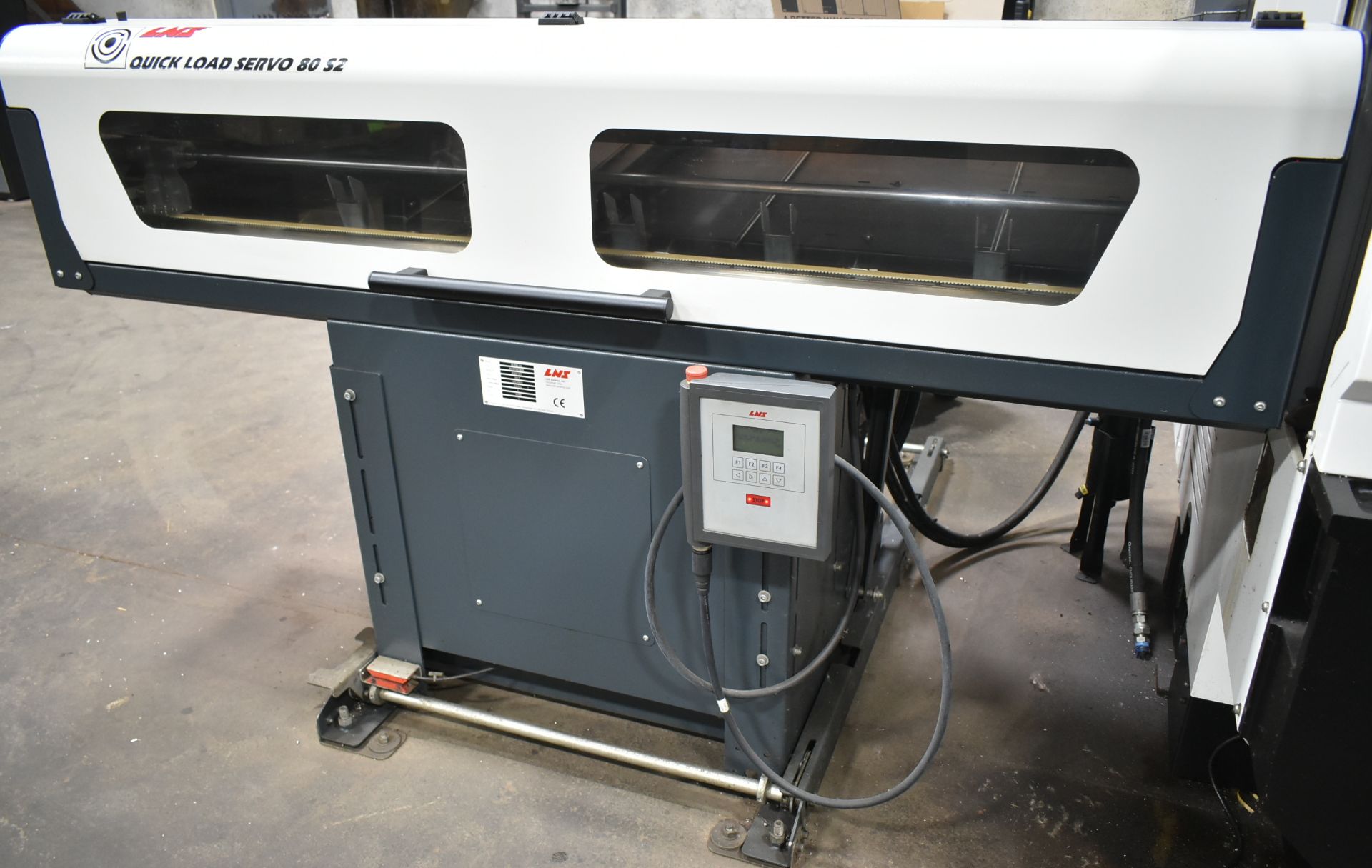 LNS (2017) QUICK LOAD SERVO 80 S2 SPINDLE LENGTH BAR FEEDER WITH 3-1/8 ...