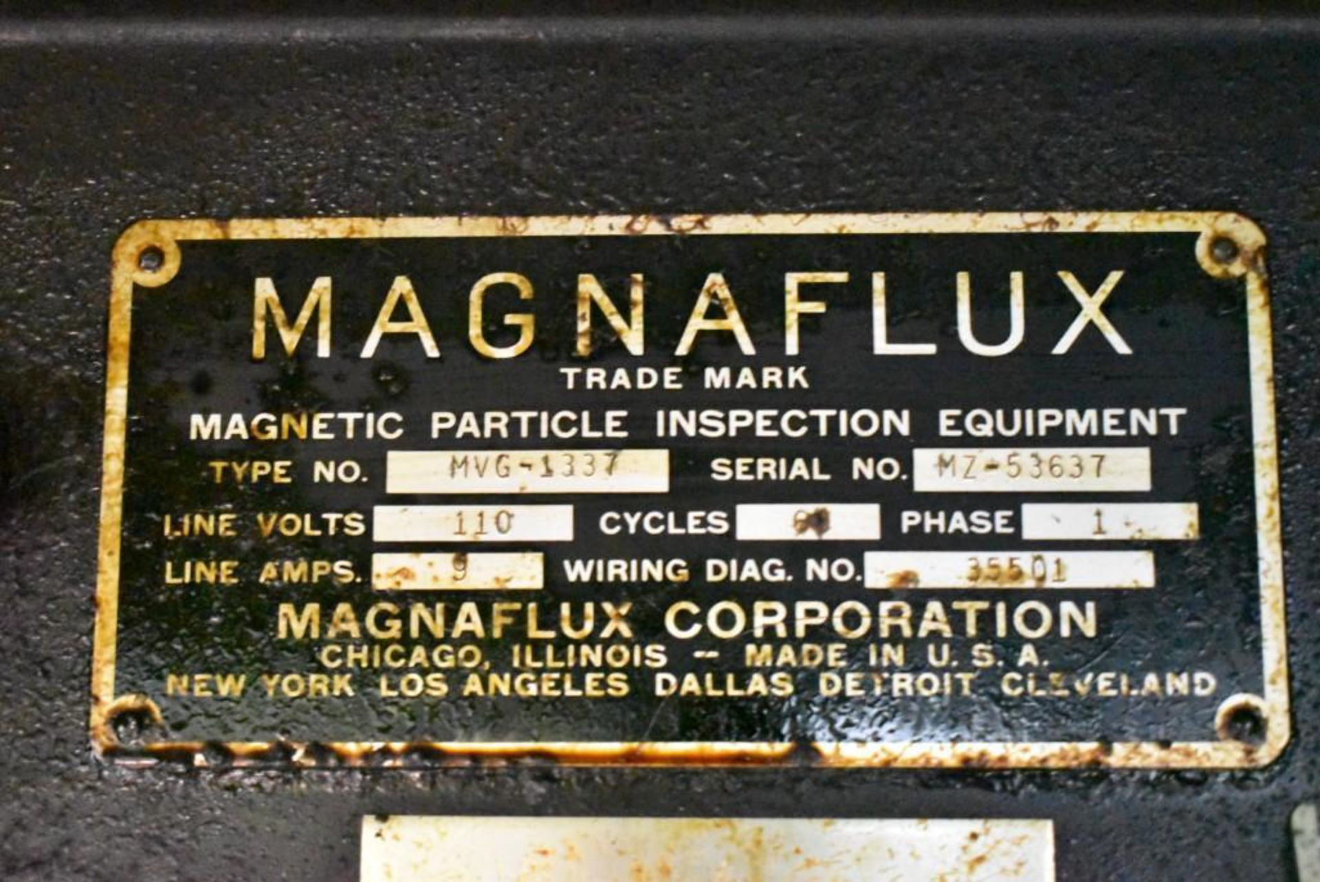 MAGNAFLUX MGV-1337 MAGNETIC PARTICLE INSPECTION UNIT WITH 16” CAPACITY ...
