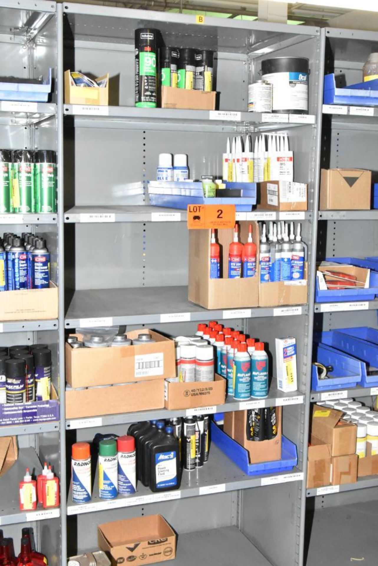 LOT/ CONTENTS OF SHELF - INCLUDING ADHESIVES, CHEMICALS, LUBRICANTS ...