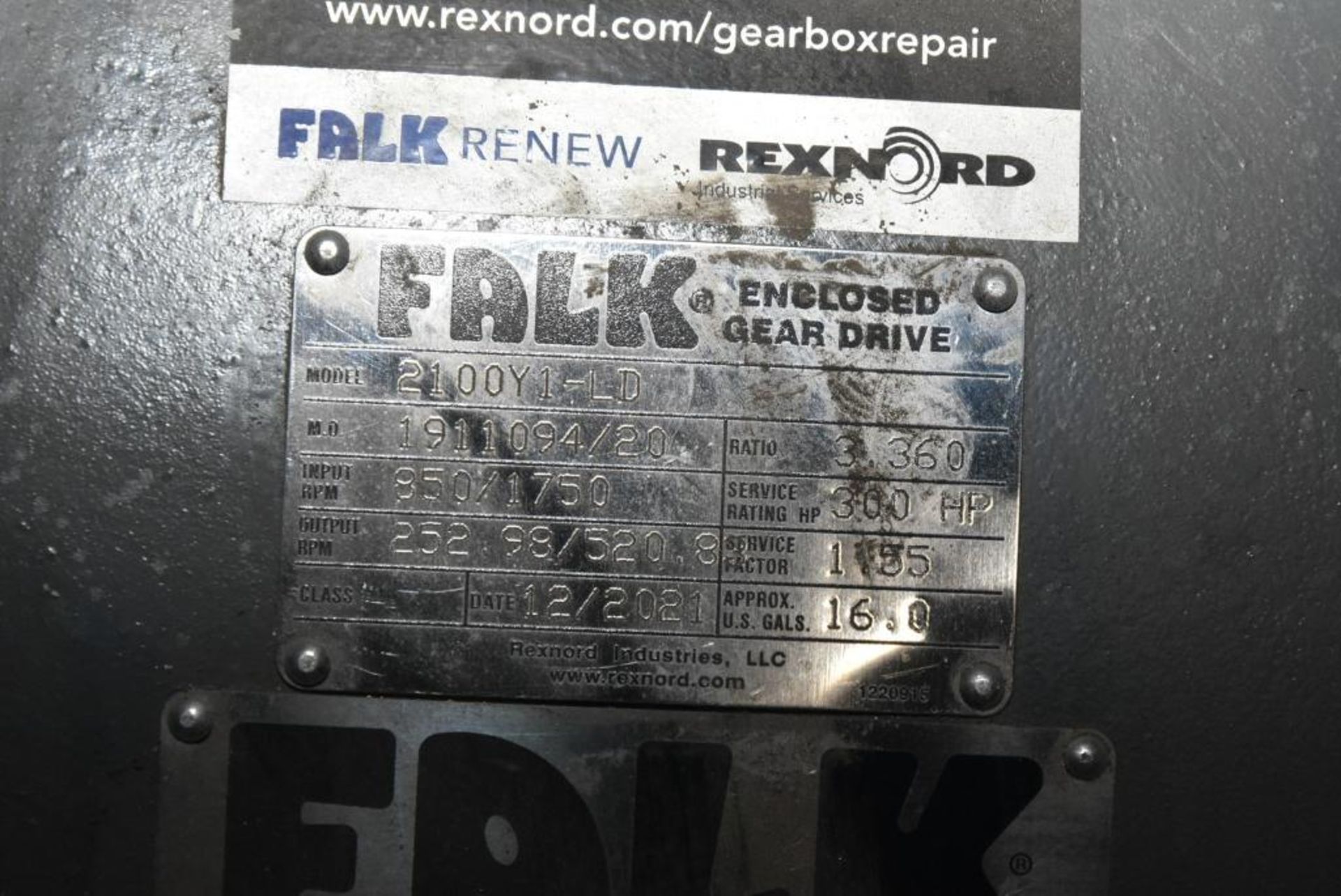 (2021) FALK MODEL 2100Y1-LD 3.360:1 RATIO 300 HP GEAR REDUCER, S/N ...