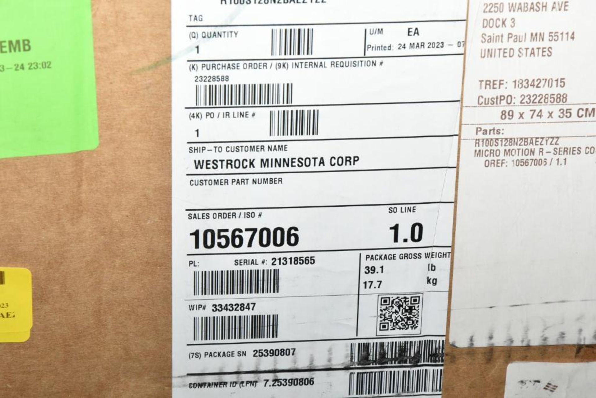 EMERSON MICRO MOTION R-SERIES CORIOLIS DN25 MODEL R100S128N2BAEZYZZ 4 ...
