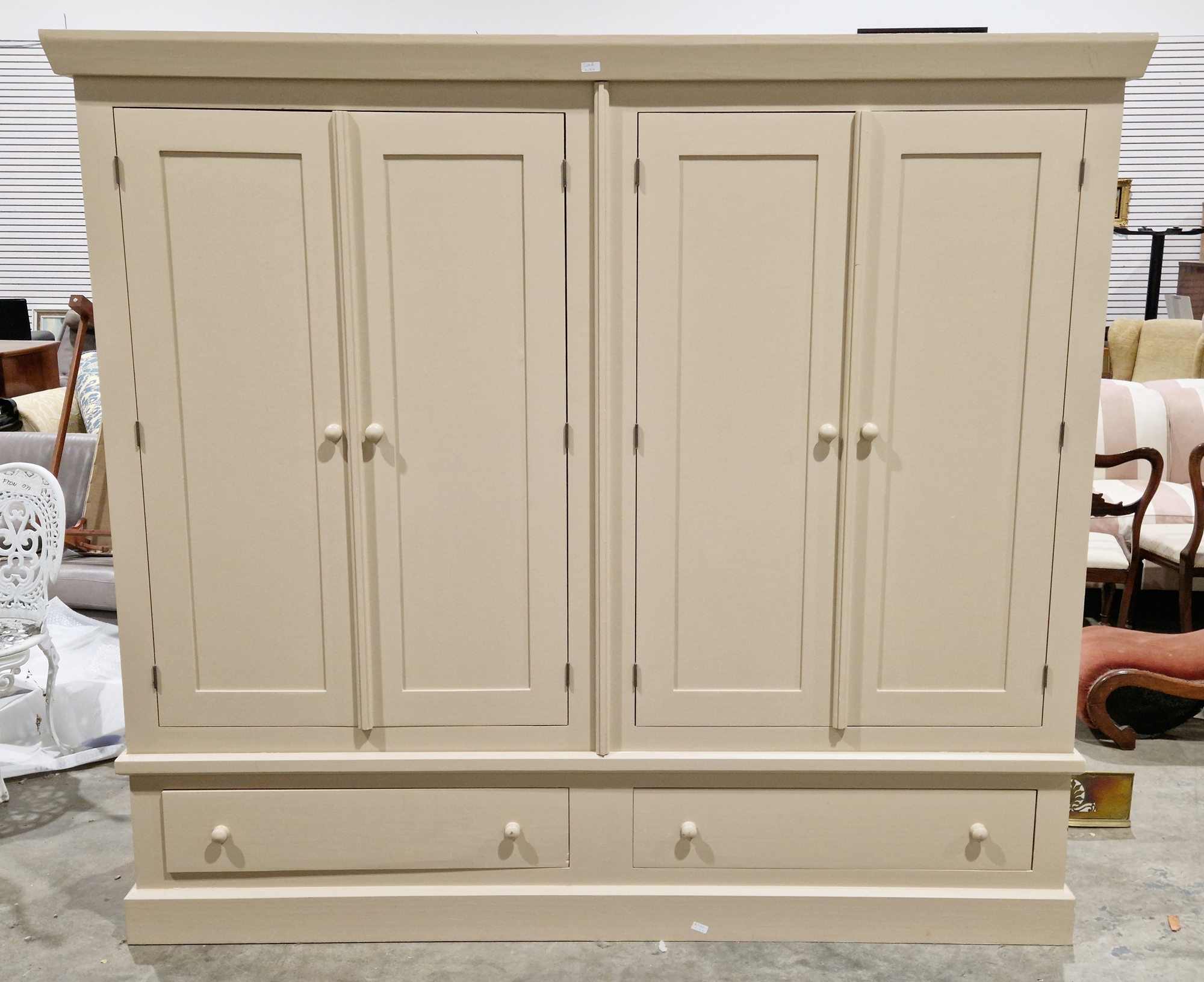 Modern wooden painted quadruple wardrobe in the Shaker style, the plain ...