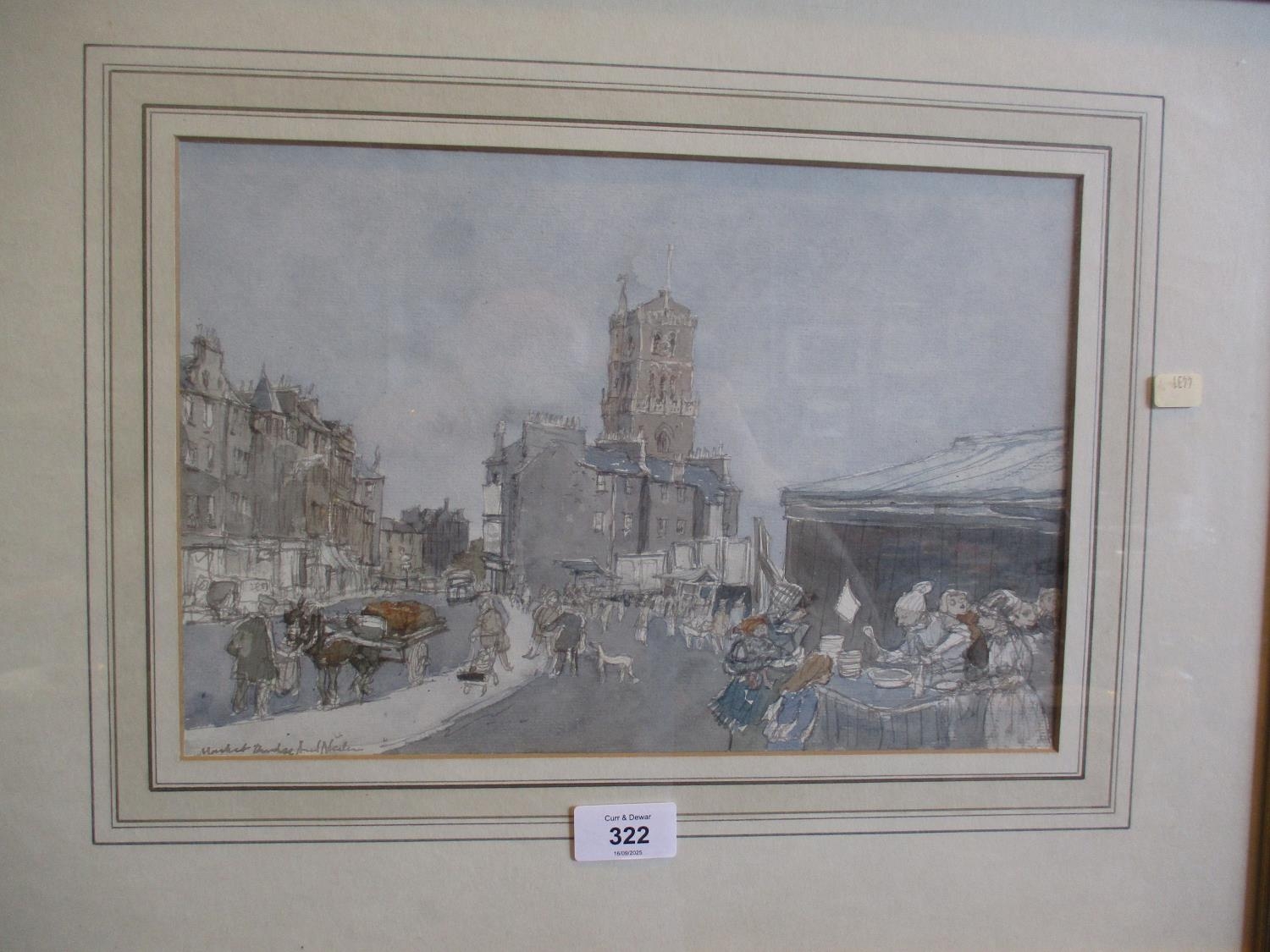 Andrew Neilson, (Scottish 1920-2004), Watercolour, Market Dundee, 22x33cm
