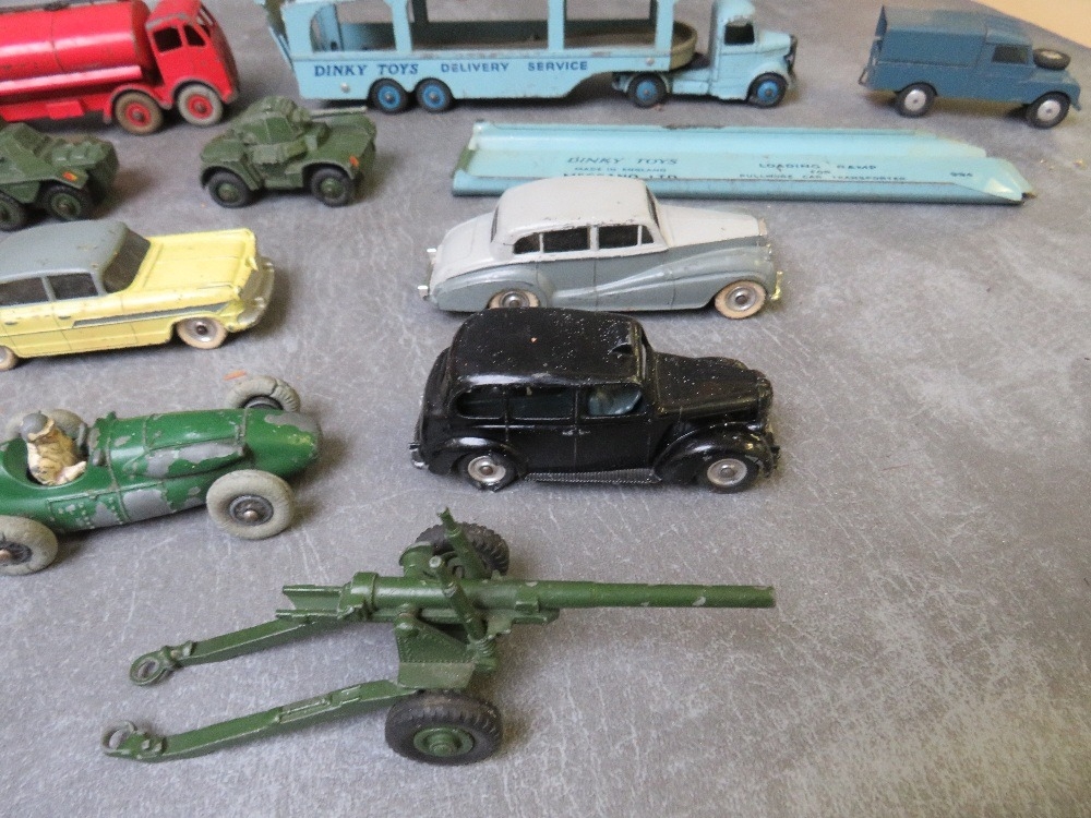 A TRAY OF PLAYWORN DINKY AND CORGI DIE CAST ITEMS, to include Dinky ...