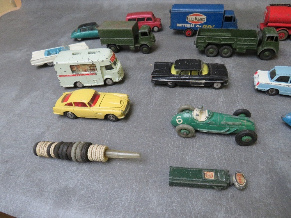 A TRAY OF PLAYWORN DINKY AND CORGI DIE CAST ITEMS, to include Dinky ...