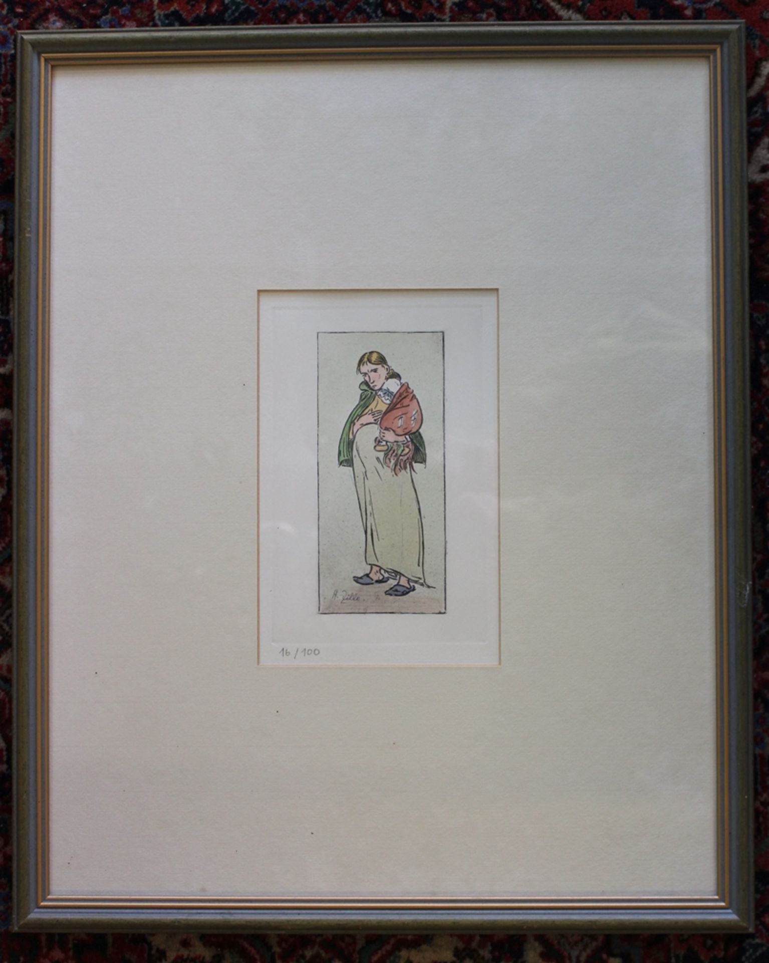 Heinrich Zille (1858 - 1929 ), Schwangere Frau mit Kind auf dem Arm ...