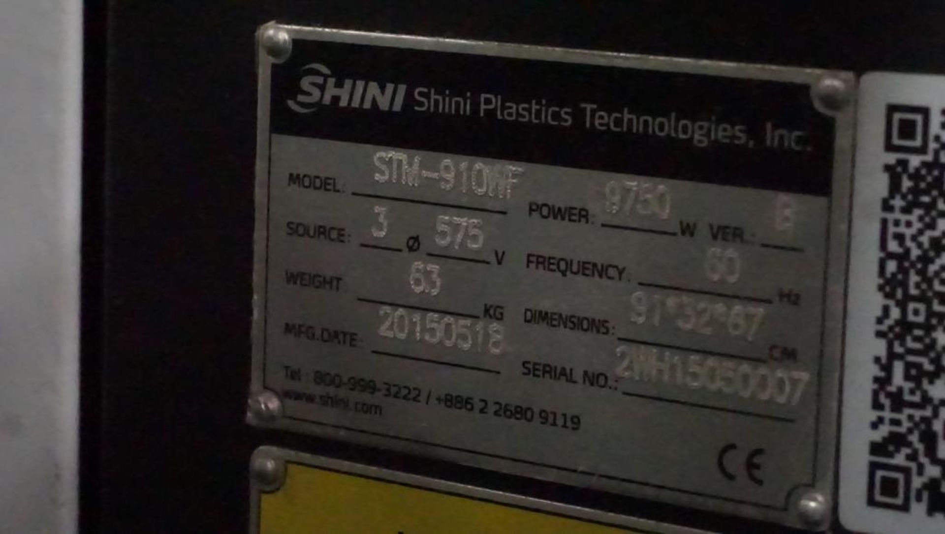 SHINI STM-910WF MOULD TEMPERATURE CONTROLLER, S/N 2WH15050007 (575V)