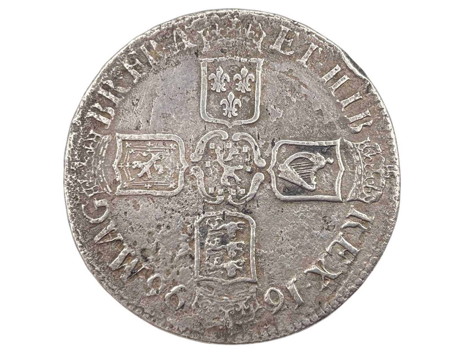 SHIPWRECK COIN - A William III silver 1696 crown. HMS Association (1707 ...