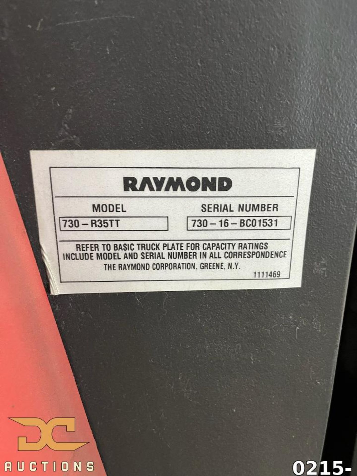 *Battery Included* Raymond Reach Truck Model: 730-R35TT S/N: 730-16 ...