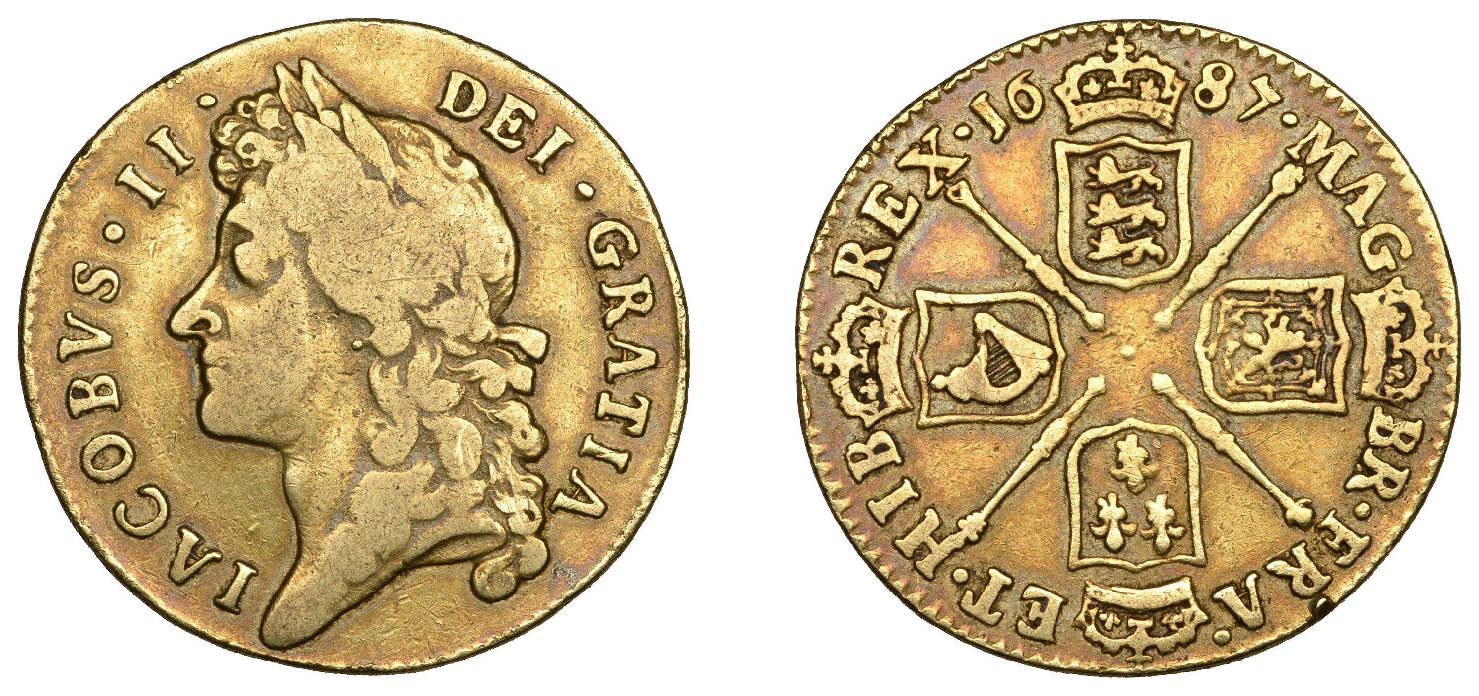 James II (1685-1688), Guinea, 1687, second bust (EGC 329; S 3402). Fine ...