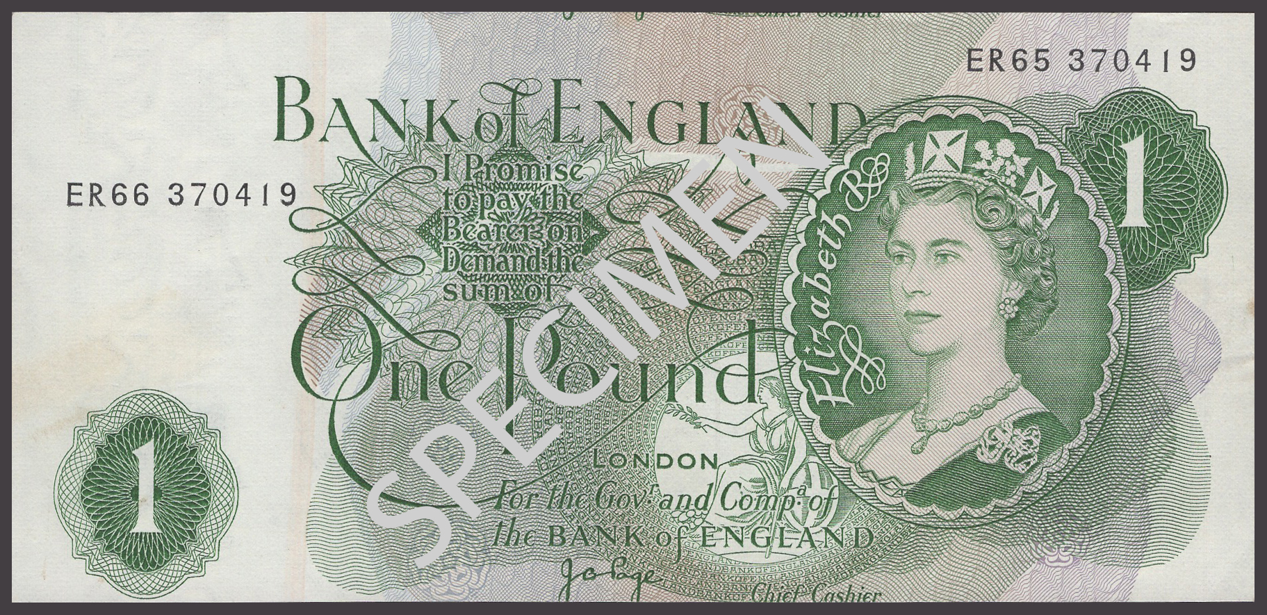 ERROR: Bank of England, John B. Page, £1, 1970, serial numbers ER66 ...