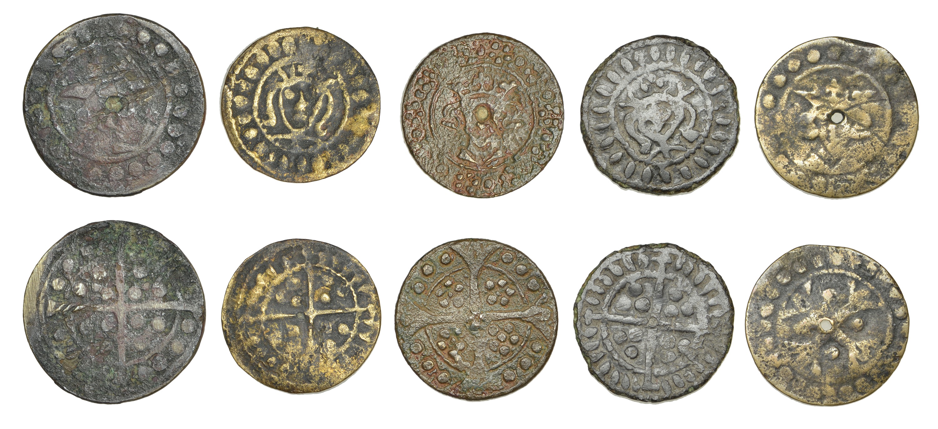 England, Sterling Bust Jetons, c. 1280-1345, Edward II, Fox uncertain ...