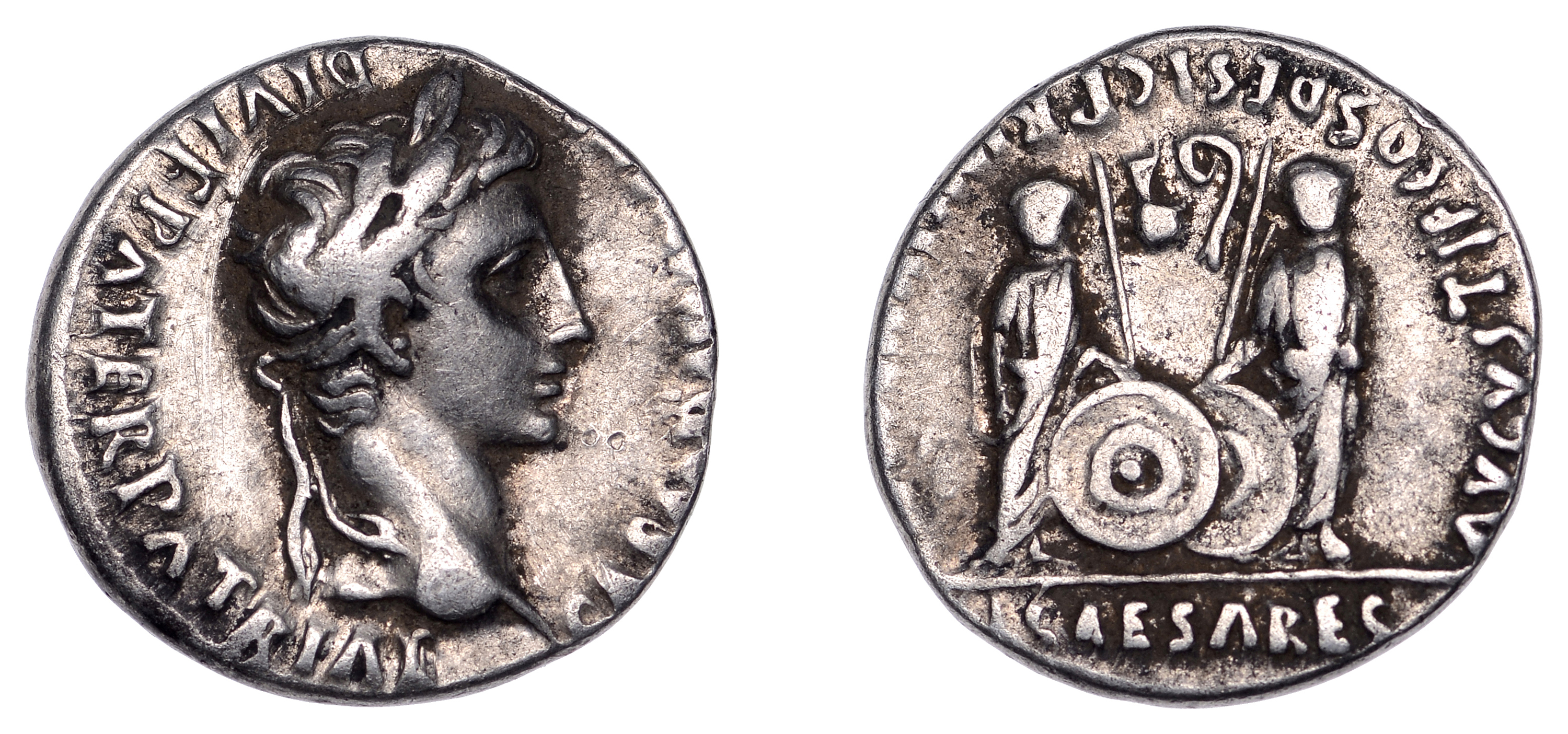 Augustus (27 BC-AD 14), Denarius, Lugdunum, 2 BC-AD 4, laureate bust ...