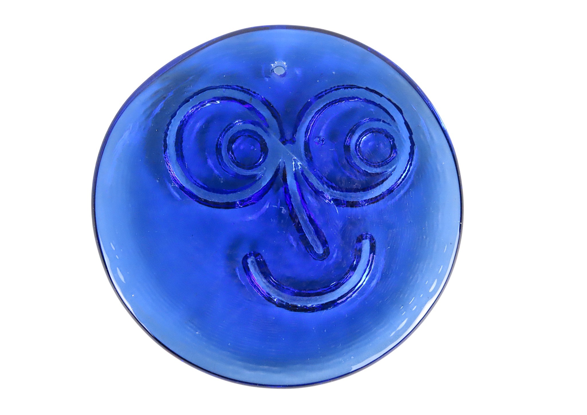 A RARE WHITEFRIARS GLASS 'SMILEY FACE' SUNCATCHER, designed by Alfred ...