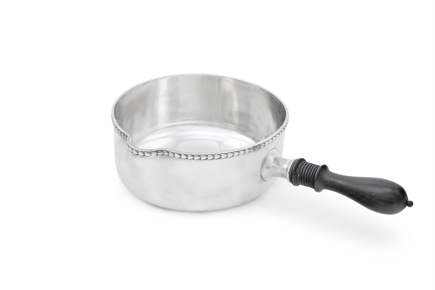A DANISH SILVER PAN CHRISTIAN F. HEISE, CIRCA 1919 With a bay leaf ...