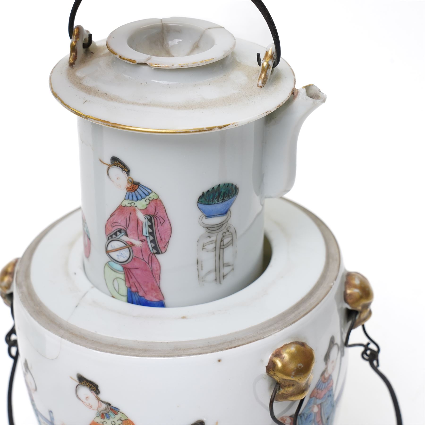 Chinese 18th/19th century Ming dynasty ceremonial teapot carrier, each ...