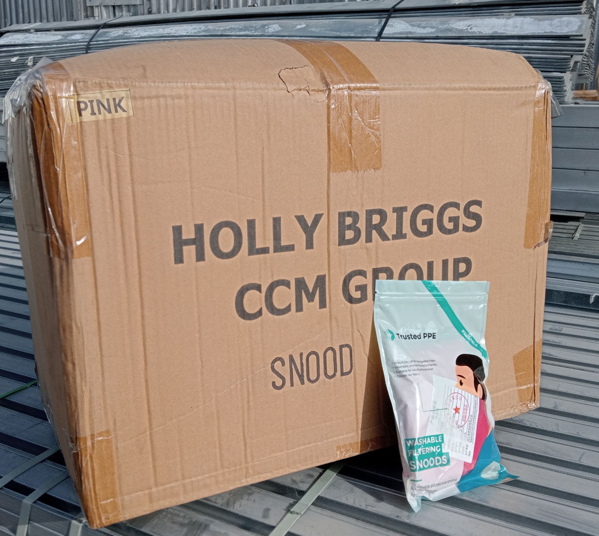 BOX OF 300 (150 packs of 2) Pink Snoods/Neck Gaiters for Everyday Use ...