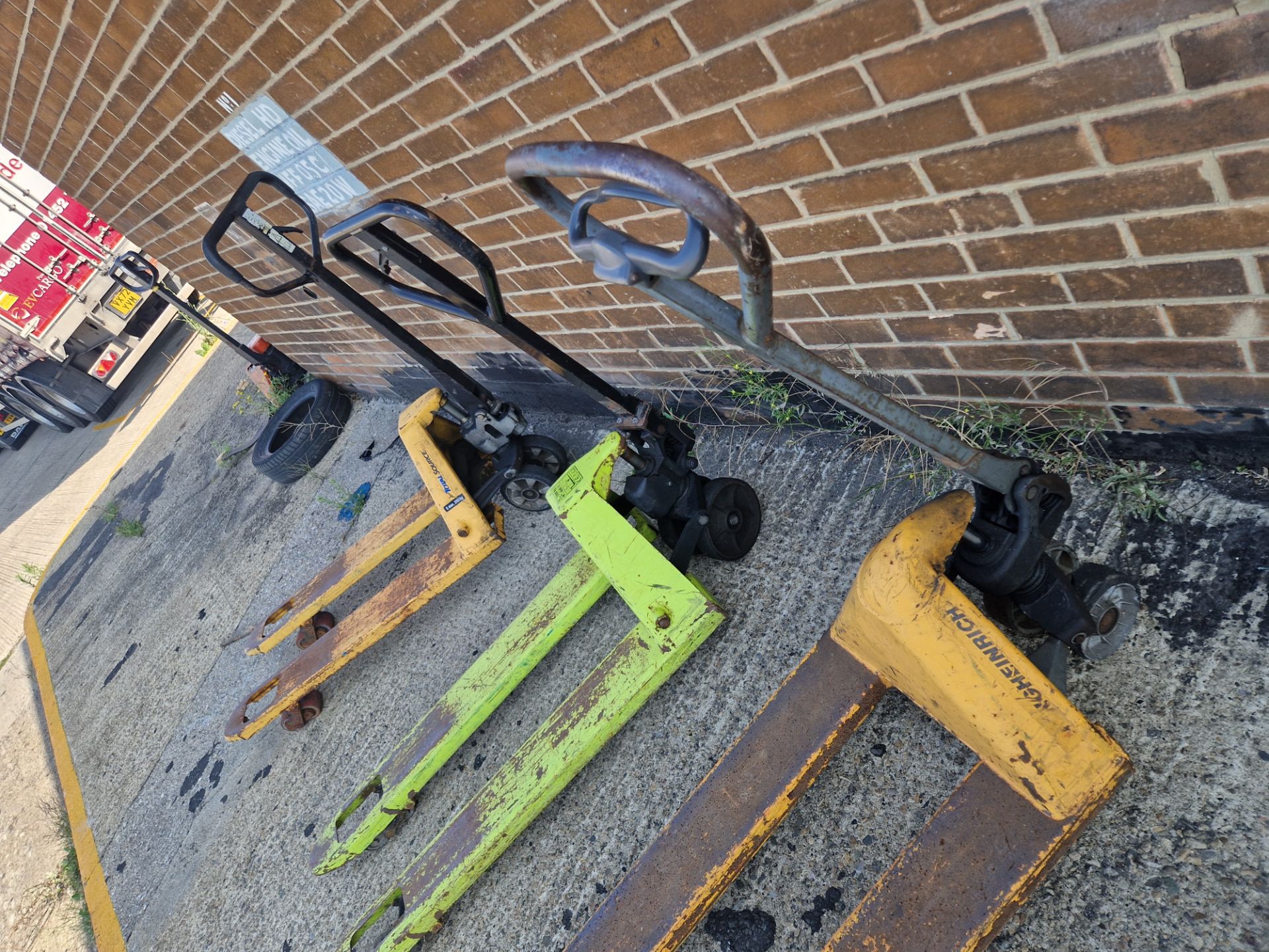 3x pump trucks pallet trucks 2 working order goes up down as should one ...