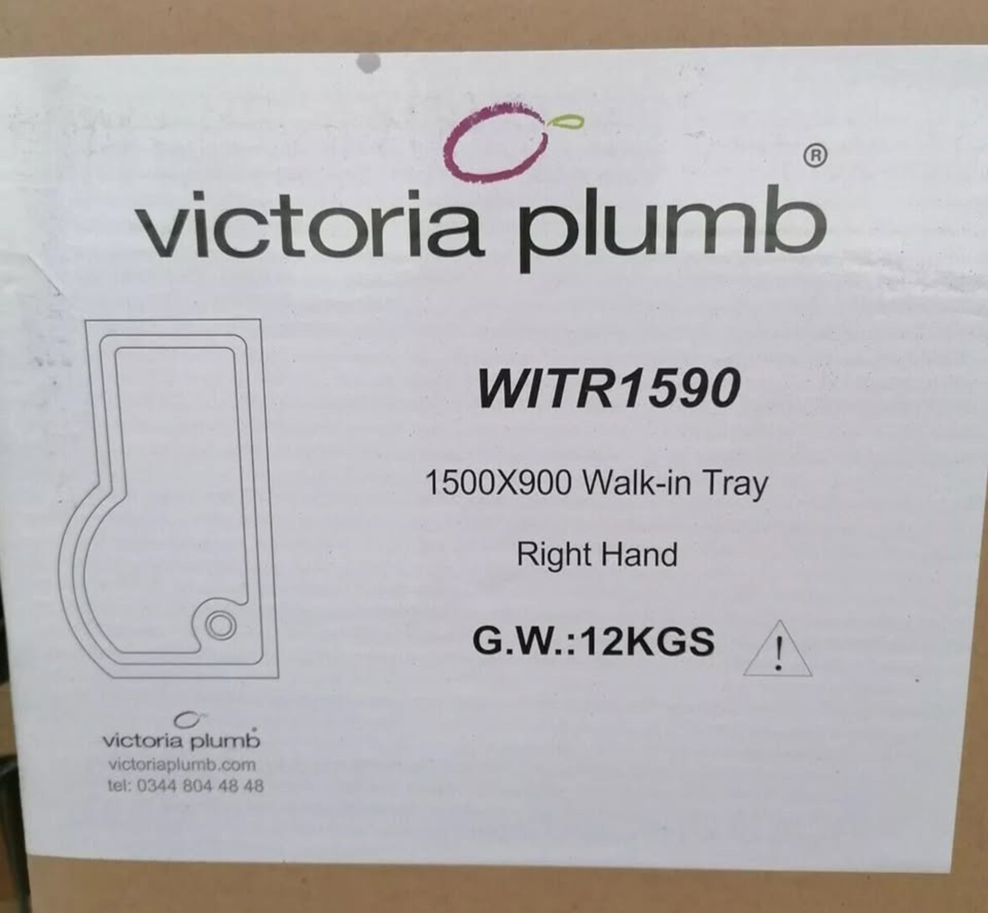 Victoria Plumb Walk in Shower Tray WITR1590 Right Hand 1500mm x 900mm ...