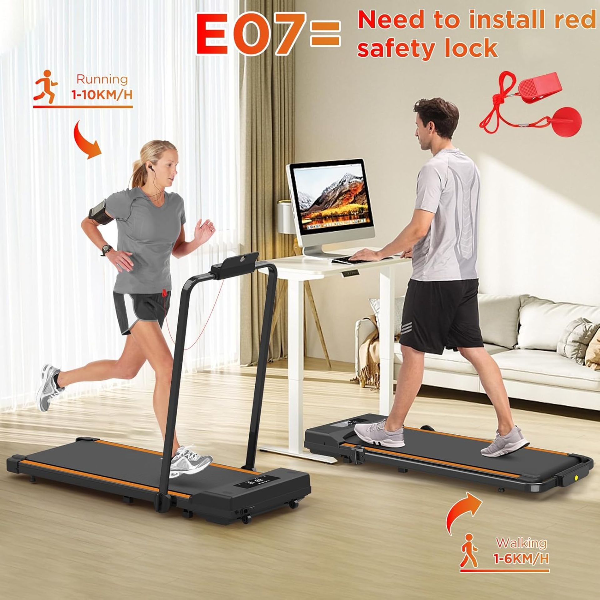 Trade Lot 5 x 2 in 1 Folding Treadmill & Walking Pads with Widened ...