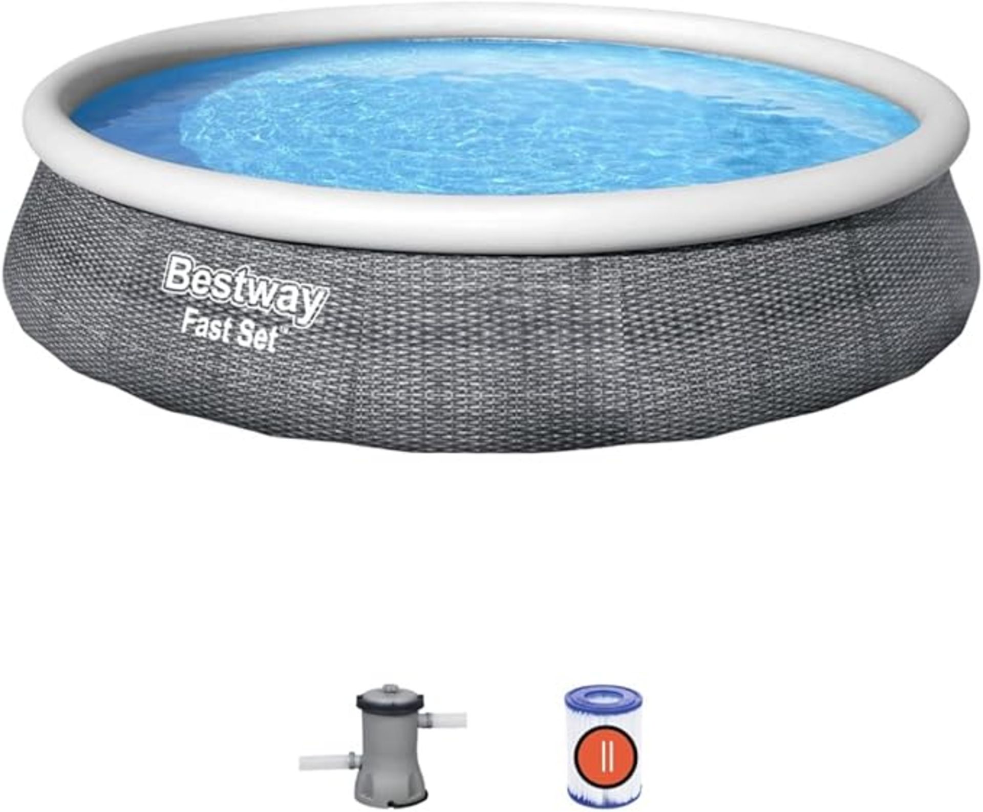 BRAND NEW IN BOX BESTWAY 13FT FAST SET RATTAN STYLE SWIMMING POOLFAST ...