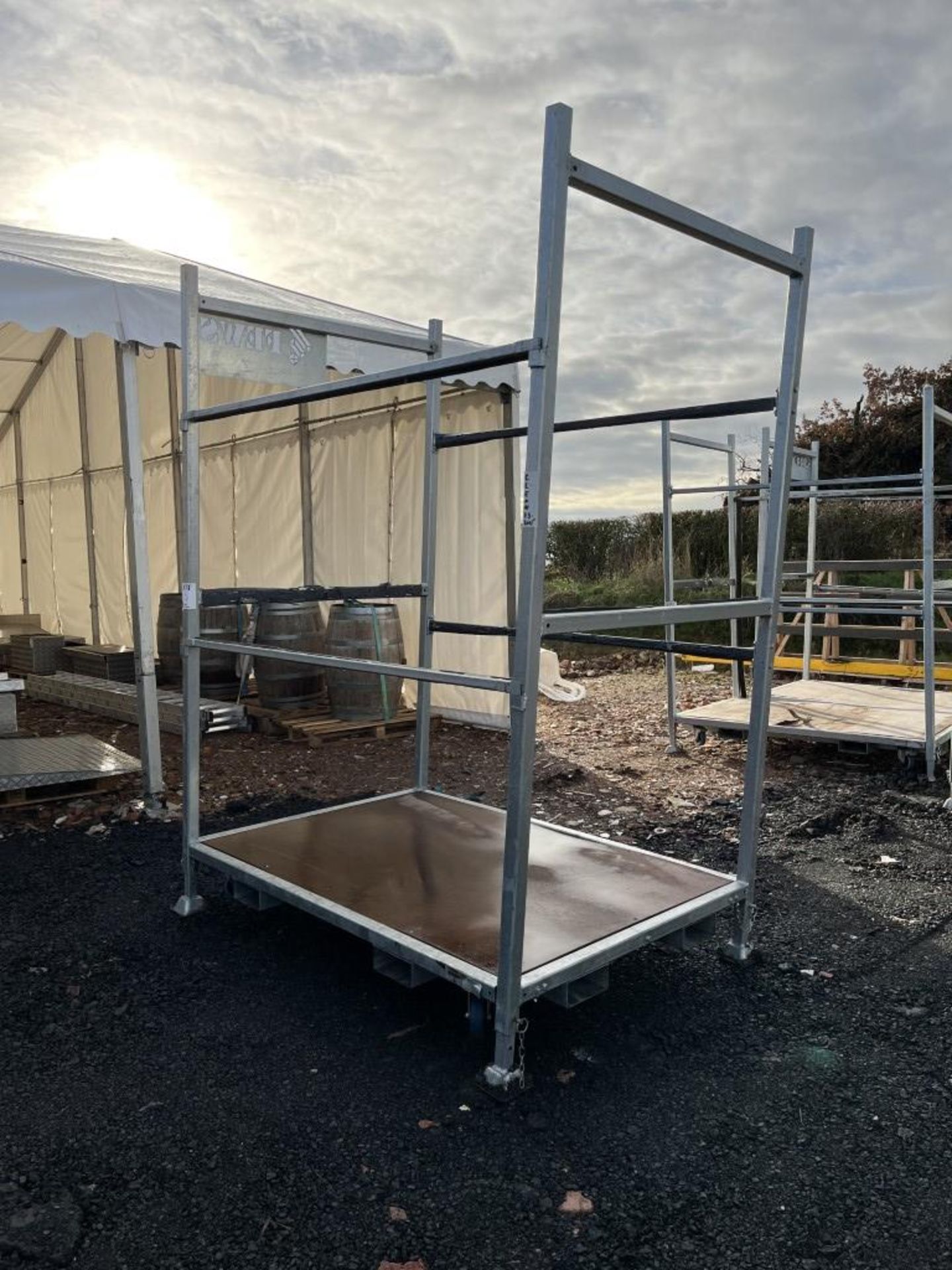 3 - Galvanised steel fabricated skid mounted mobile chair stillage ...