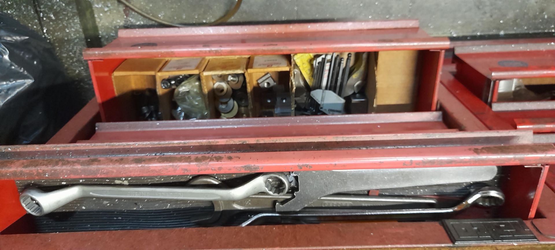 Two Talco six drawer tool chests & contents of tool holders, collets ...