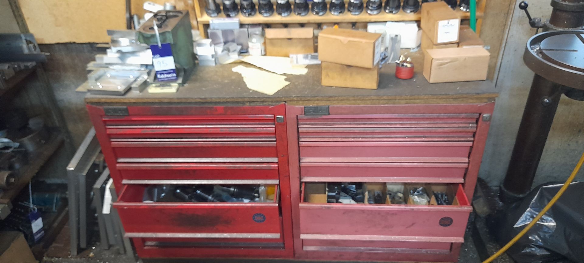Two Talco six drawer tool chests & contents of tool holders, collets ...