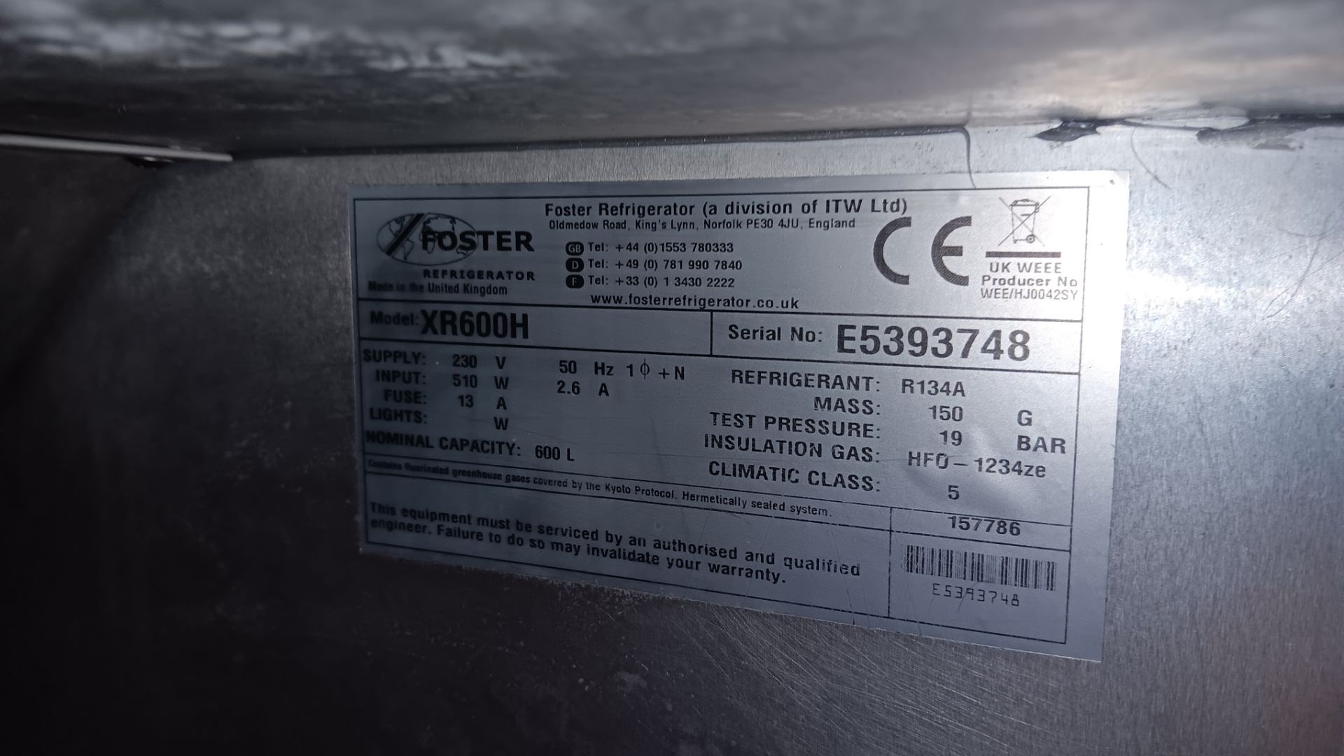 Foster XR600H Xtra Stainless steel single door 600 litre commercial ...