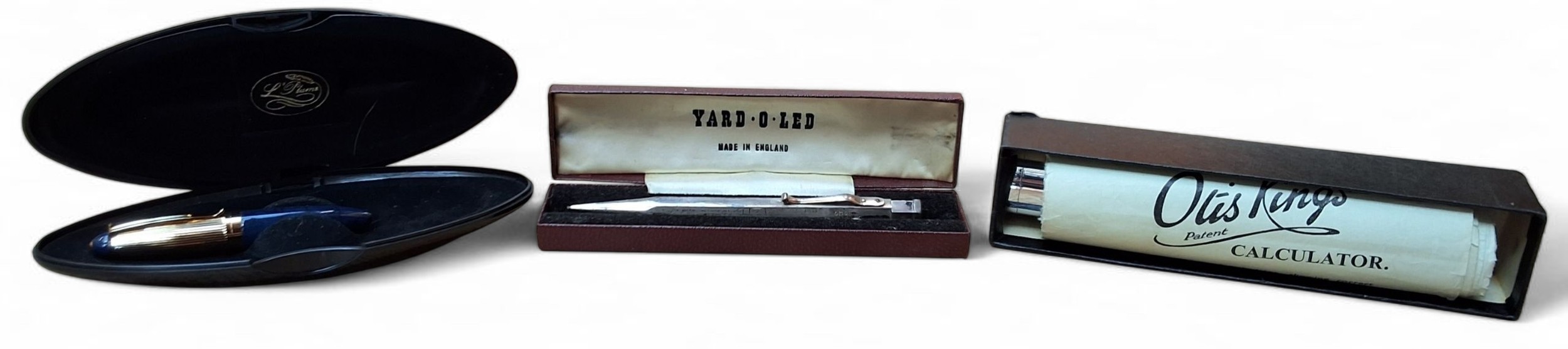 A Yard-O-Led silver propelling pencil, cased; a L'Plume ball point pen ...