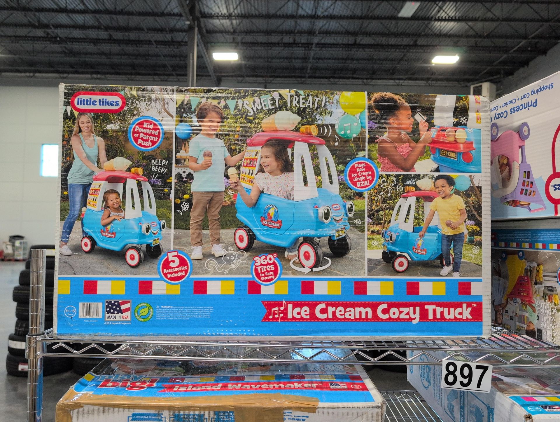 rolling rack of little tikes, ice cream sweet treat, shopping carts ...