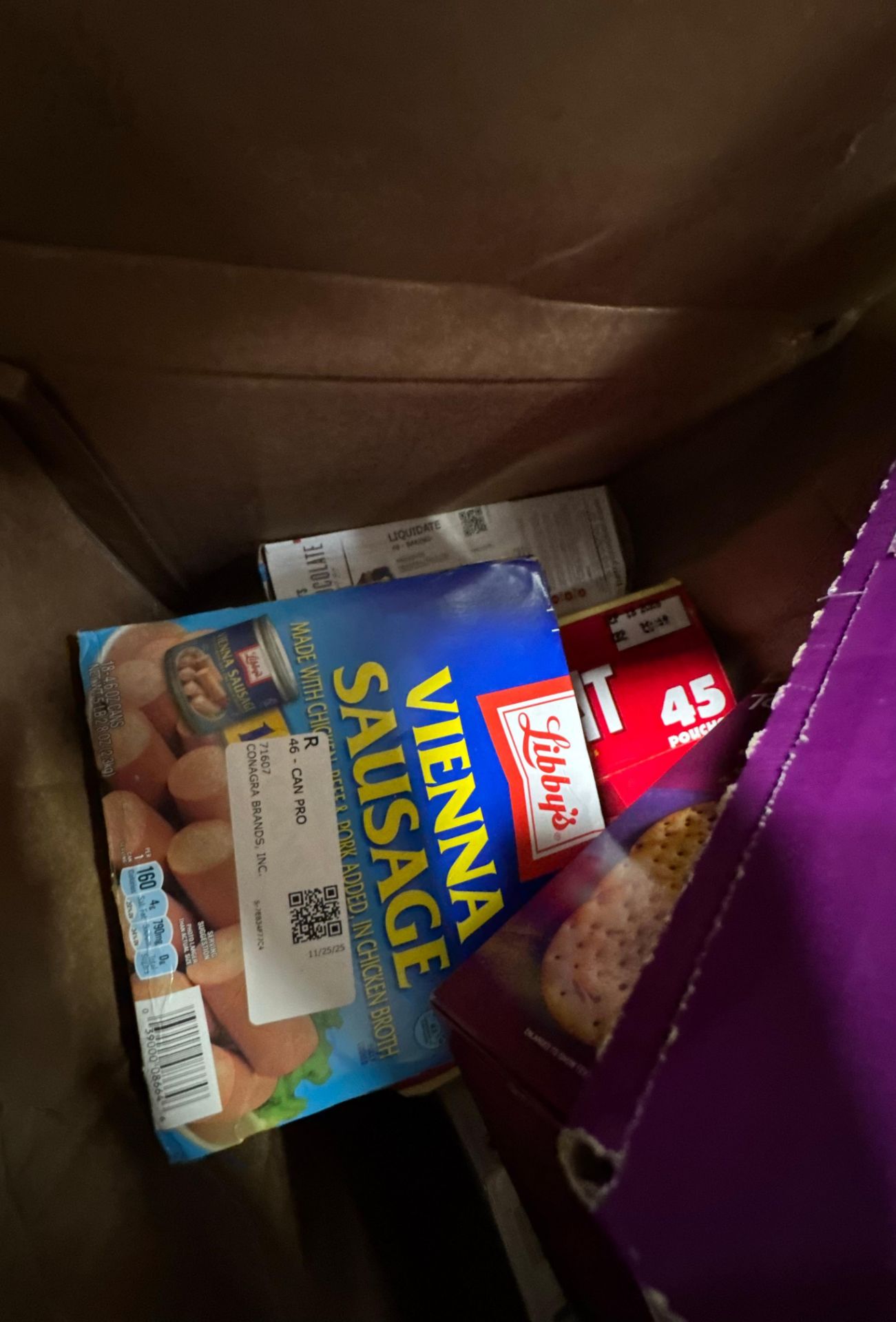 Big box store in a box: chips, corn, brownies, tuna, vegetable oil ...
