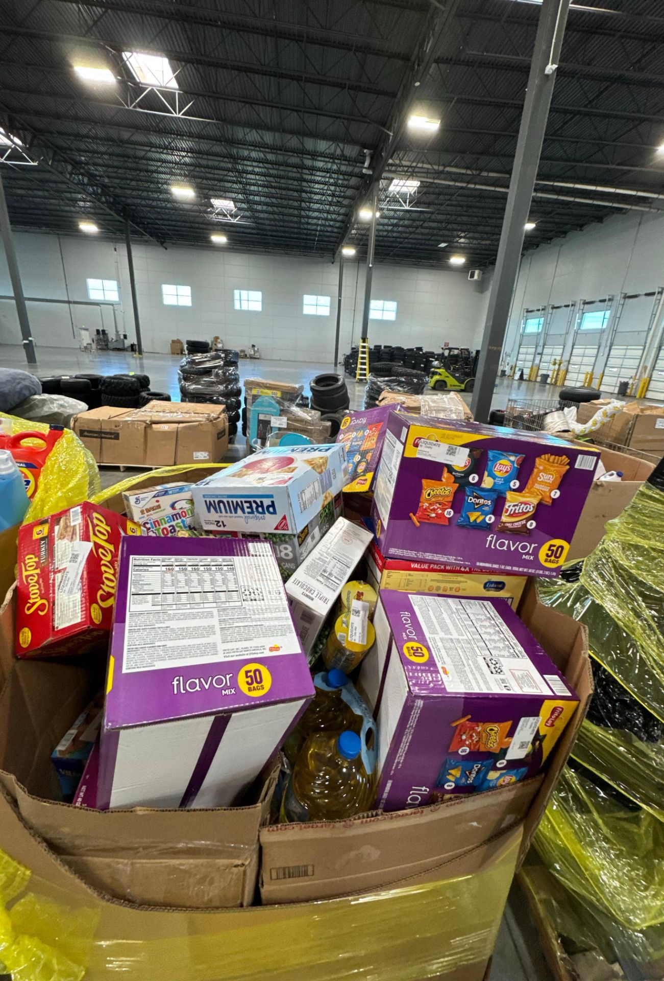 Big box store in a box: chips, corn, brownies, tuna, vegetable oil ...