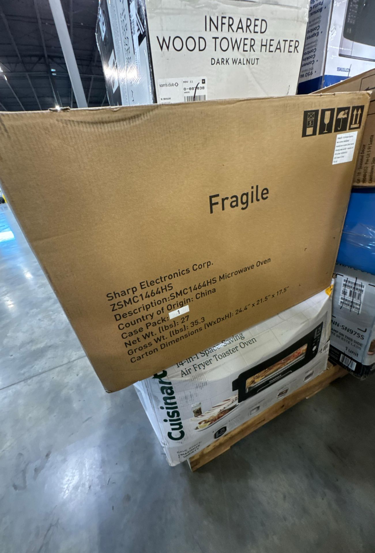 office chair, infrared wood tower heater, microwave, zinus items, primo ...