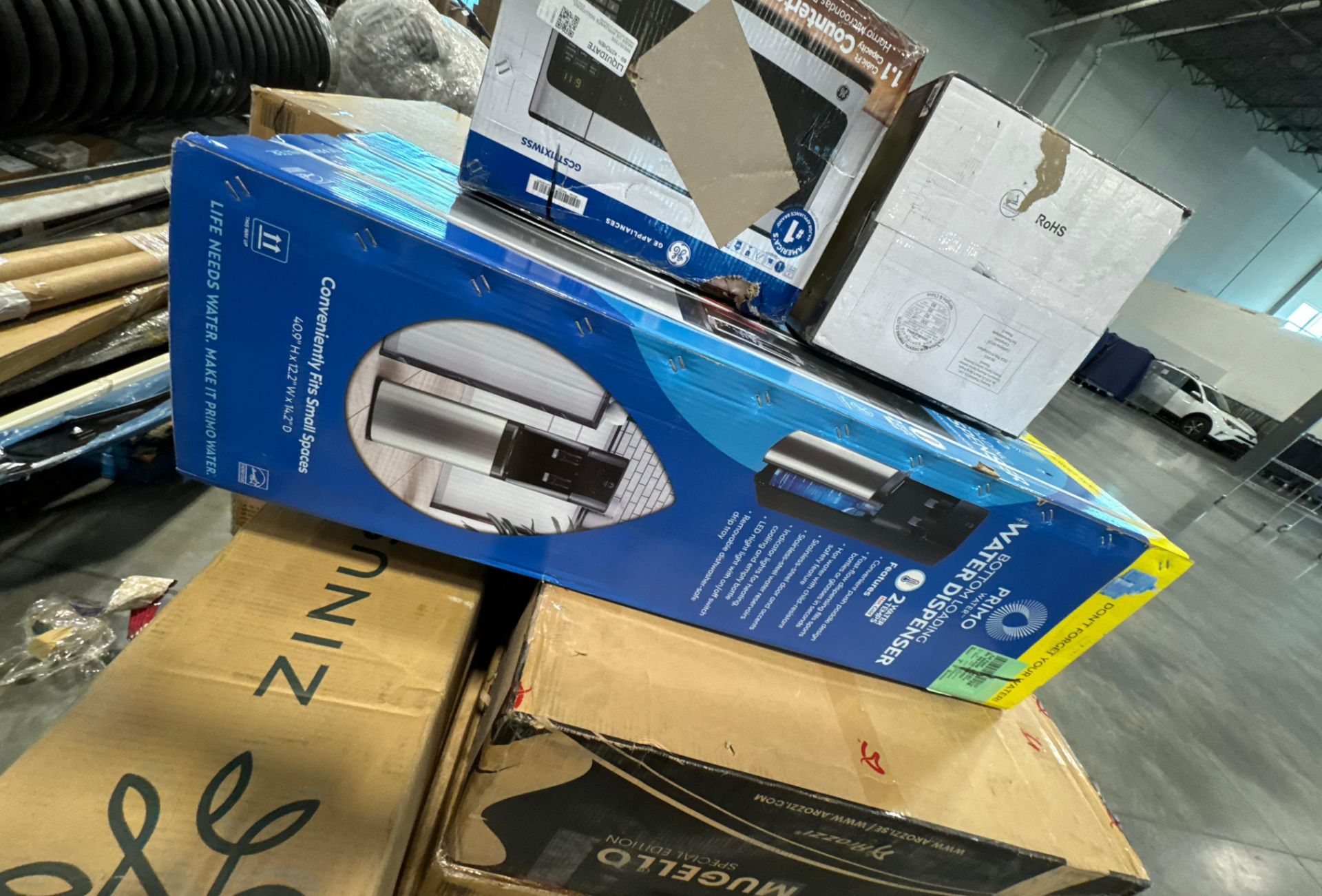 office chair, infrared wood tower heater, microwave, zinus items, primo ...